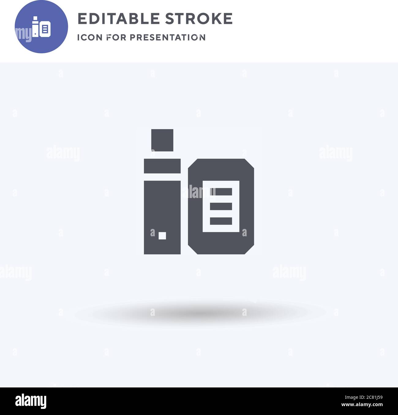 Nikotininhalator Icon Vektor, gefülltes flaches Schild, solides ...