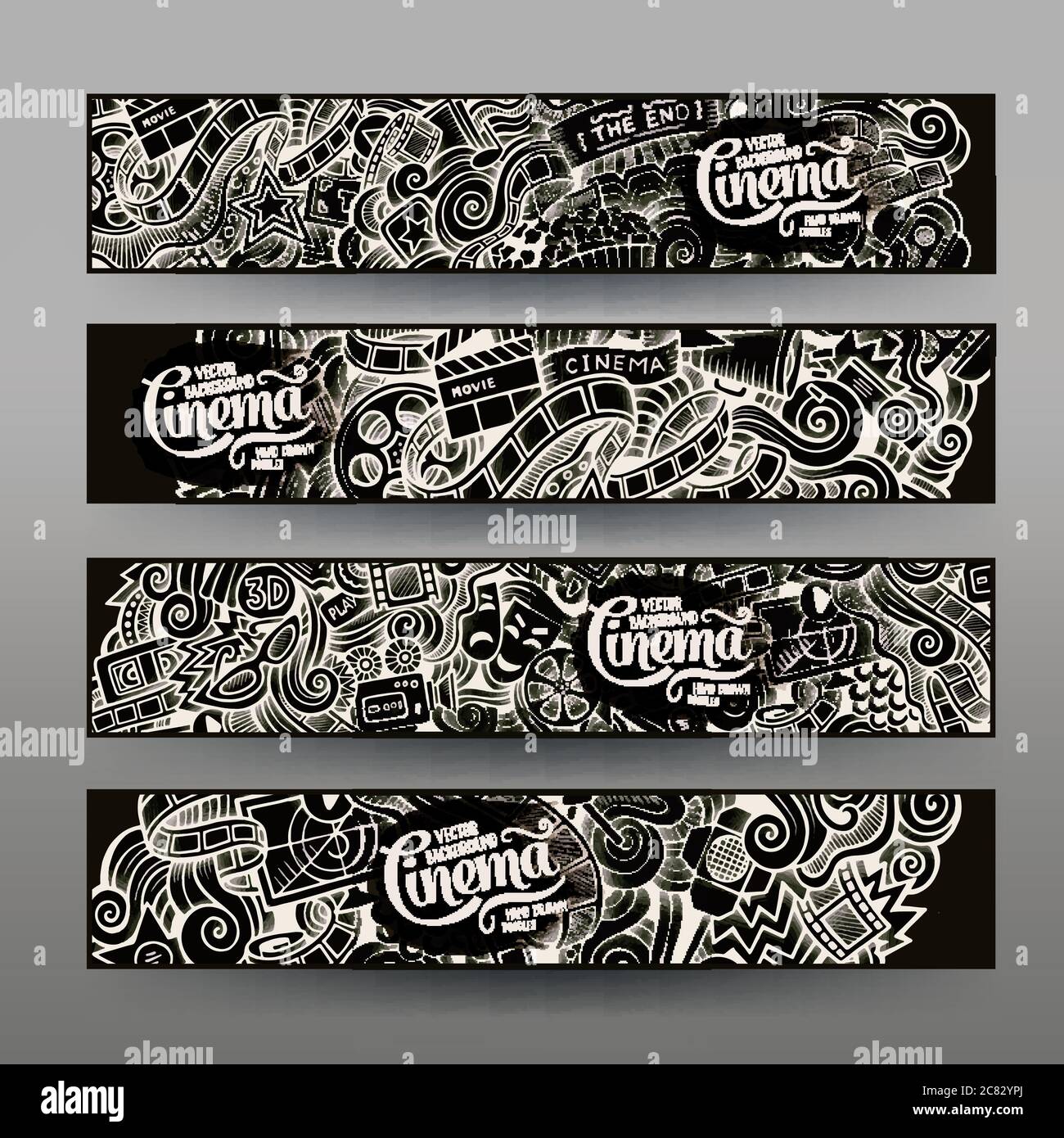 Cartoon Vektor von Hand gezeichnet skizzenhaft Spur Doodle Cinema ...