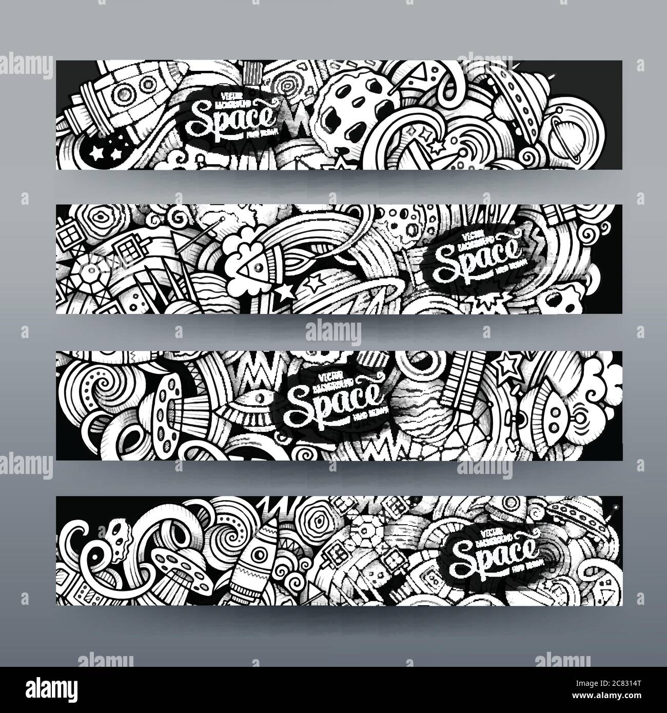 Grafik-Vektor von Hand gezeichnet skizzenhafte Spur Raum Doodle. Banner ...