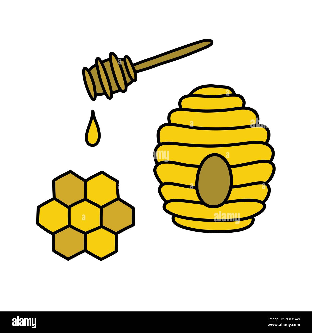 Honig Doodle Symbole gesetzt, Vektor-Illustration Stock-Vektorgrafik ...