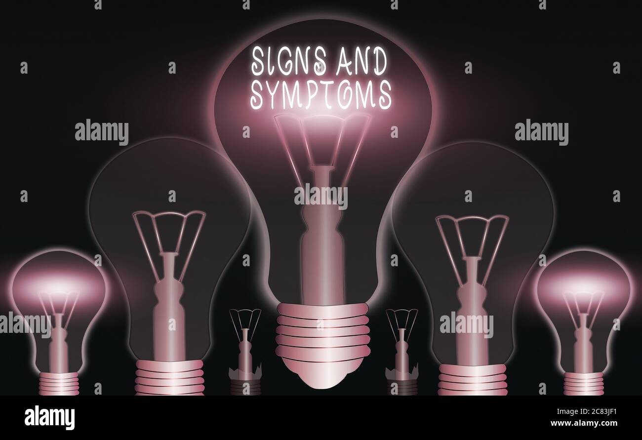 Handschrift Text Anzeichen und Symptome. Konzeptionelle Foto-Anomalien ...