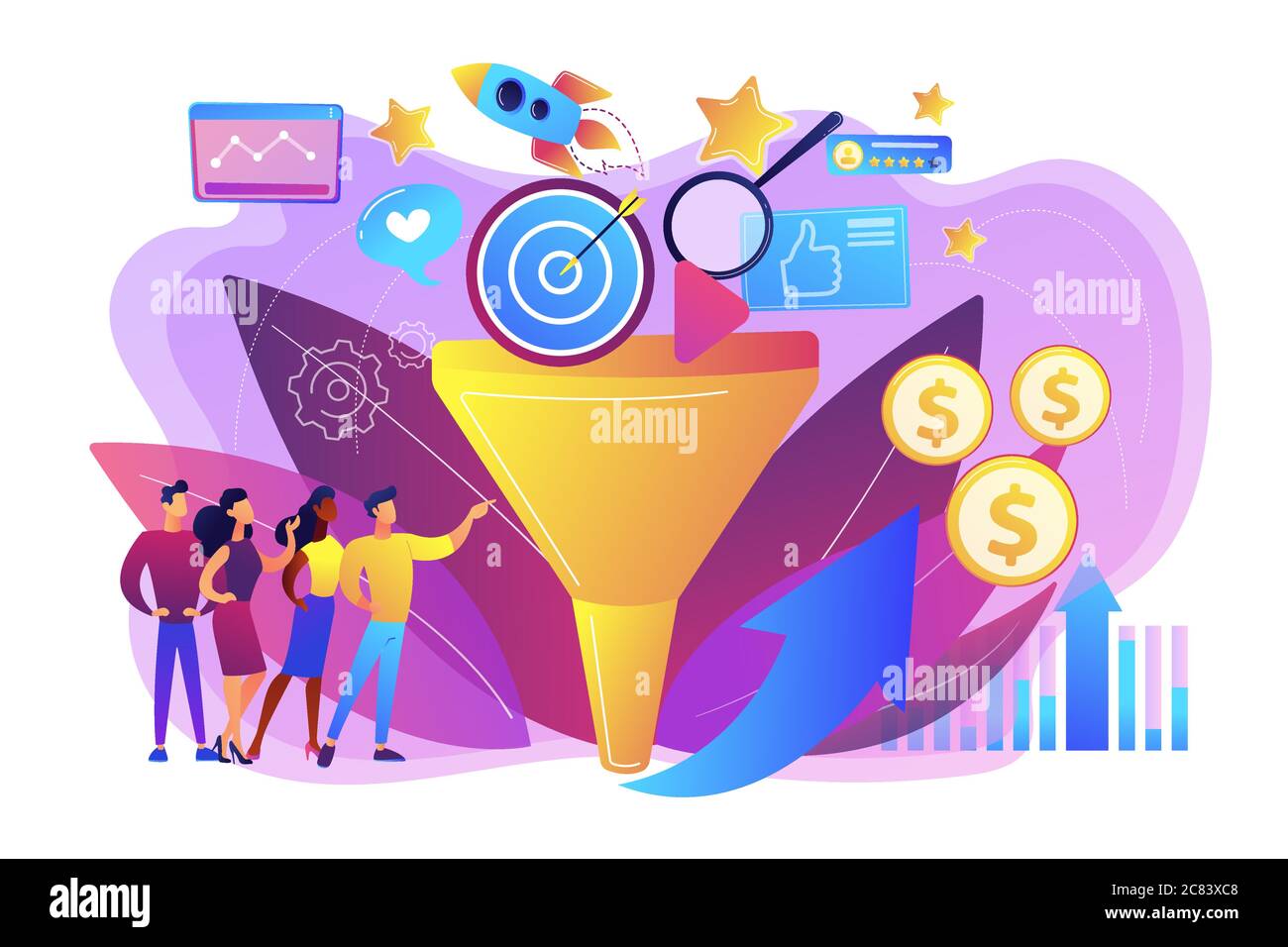 Marketing Trichter Konzept Vektor Illustration Stock-Vektorgrafik - Alamy