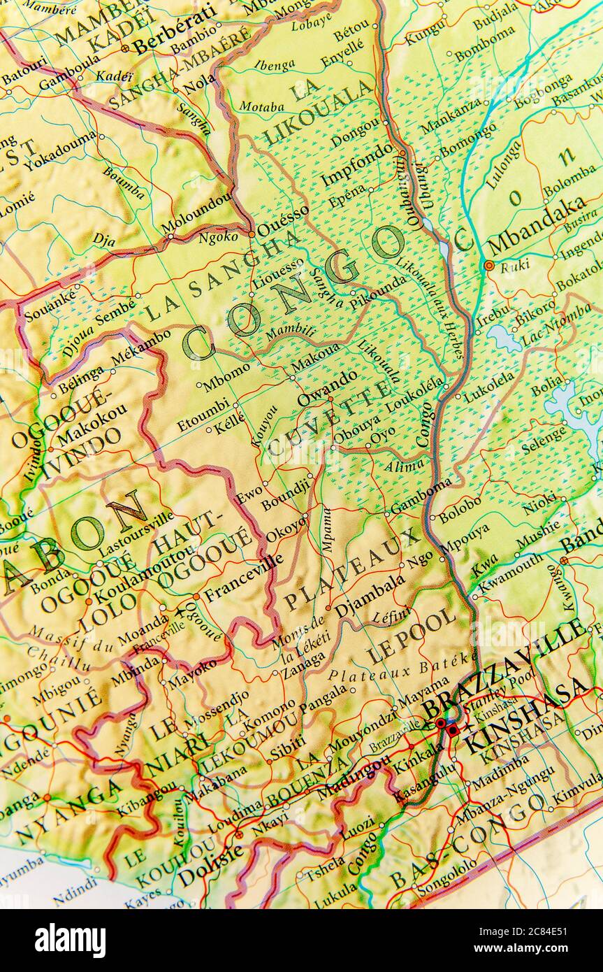 Geographische Karte des Kongo Land mit wichtigen Städten ...