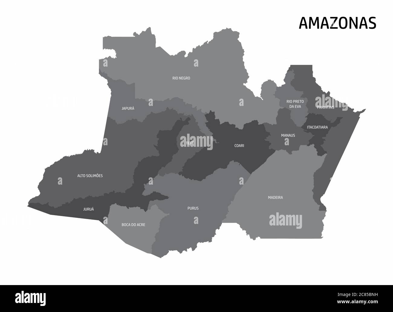 Karte der Amazonas State Regionen Stock-Vektorgrafik - Alamy