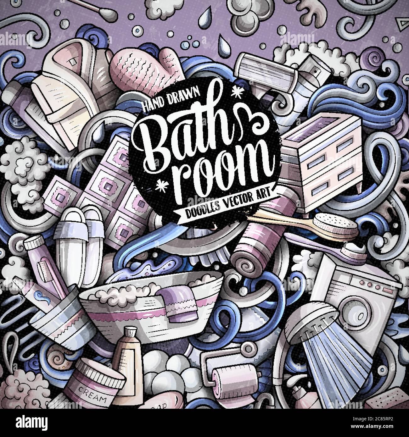 Badezimmer Hand gezeichnet Vektor Doodles Illustration. Bad Zimmer ...