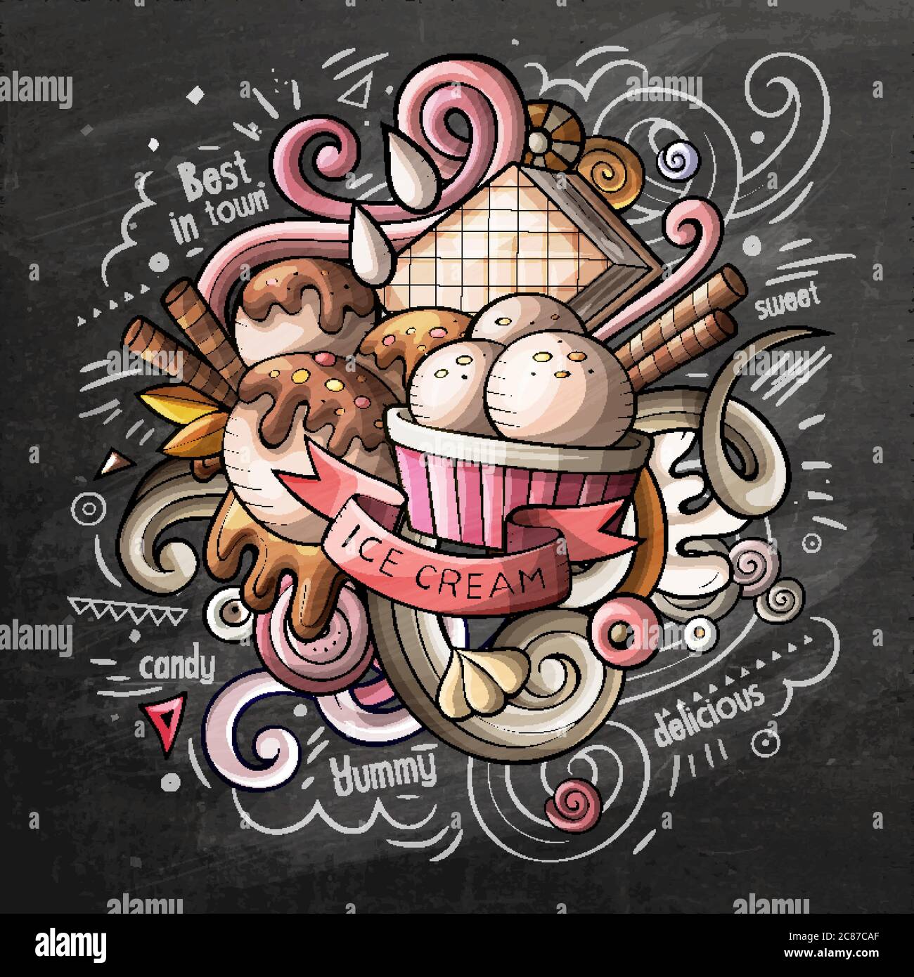 Eis Cartoon Vektor Doodle Aquarell Illustration Stock-Vektorgrafik - Alamy