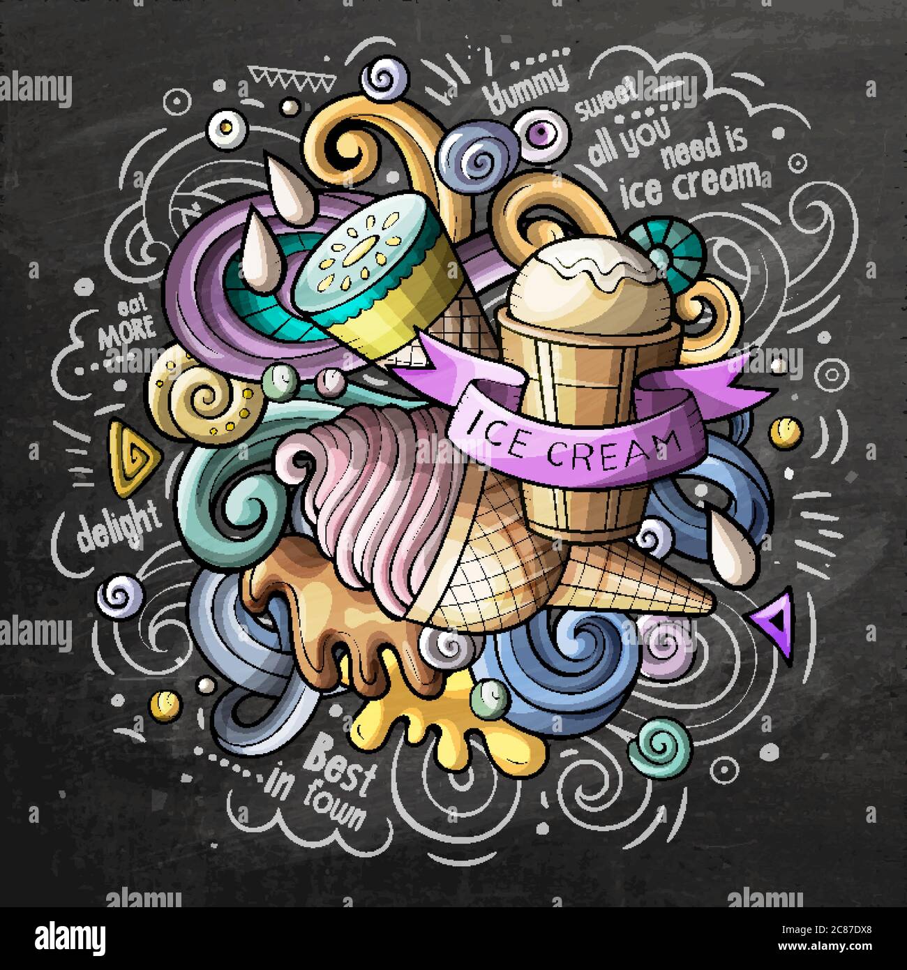 Eis Cartoon Vektor Doodle Aquarell Illustration Stock-Vektorgrafik - Alamy