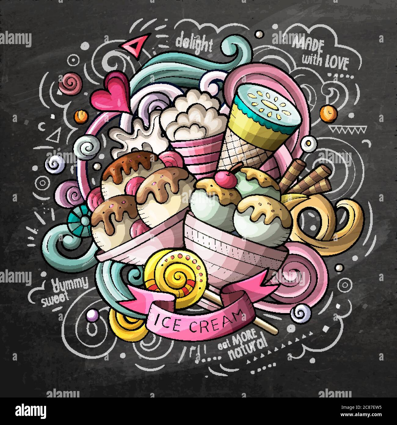 Eis Cartoon Vektor Doodle Aquarell Illustration Stock-Vektorgrafik - Alamy