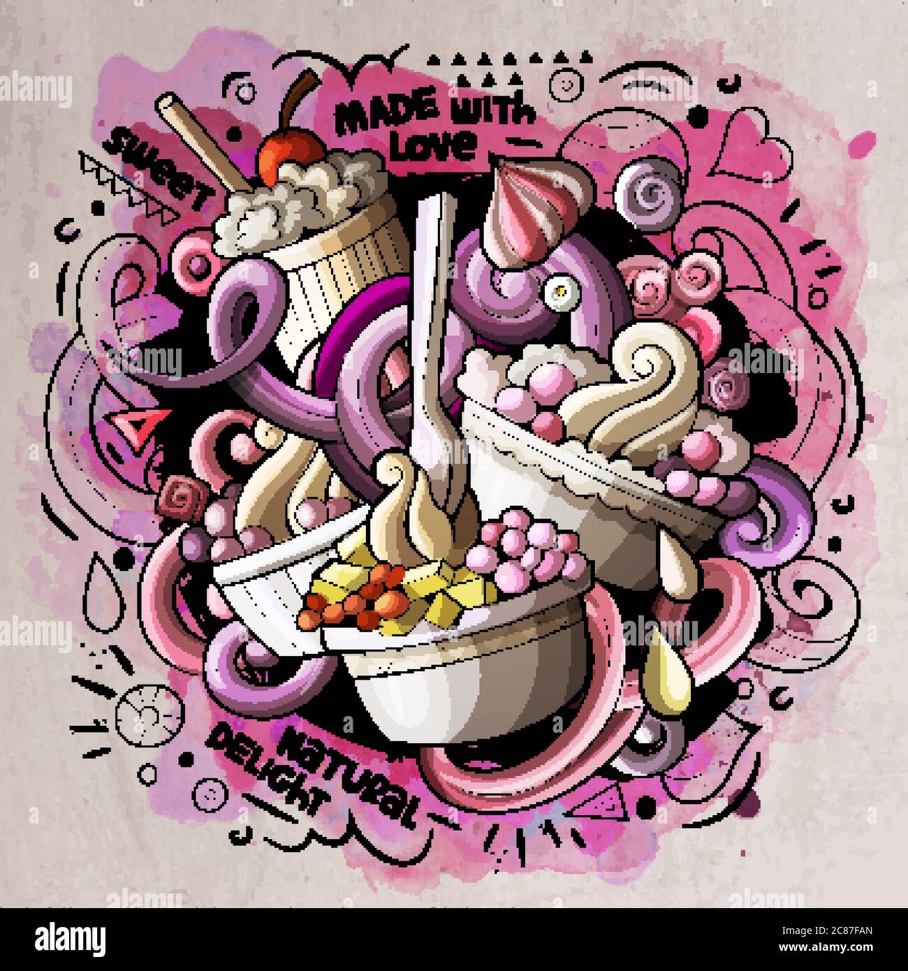 Eis Cartoon Vektor Doodle Aquarell Illustration Stock-Vektorgrafik - Alamy