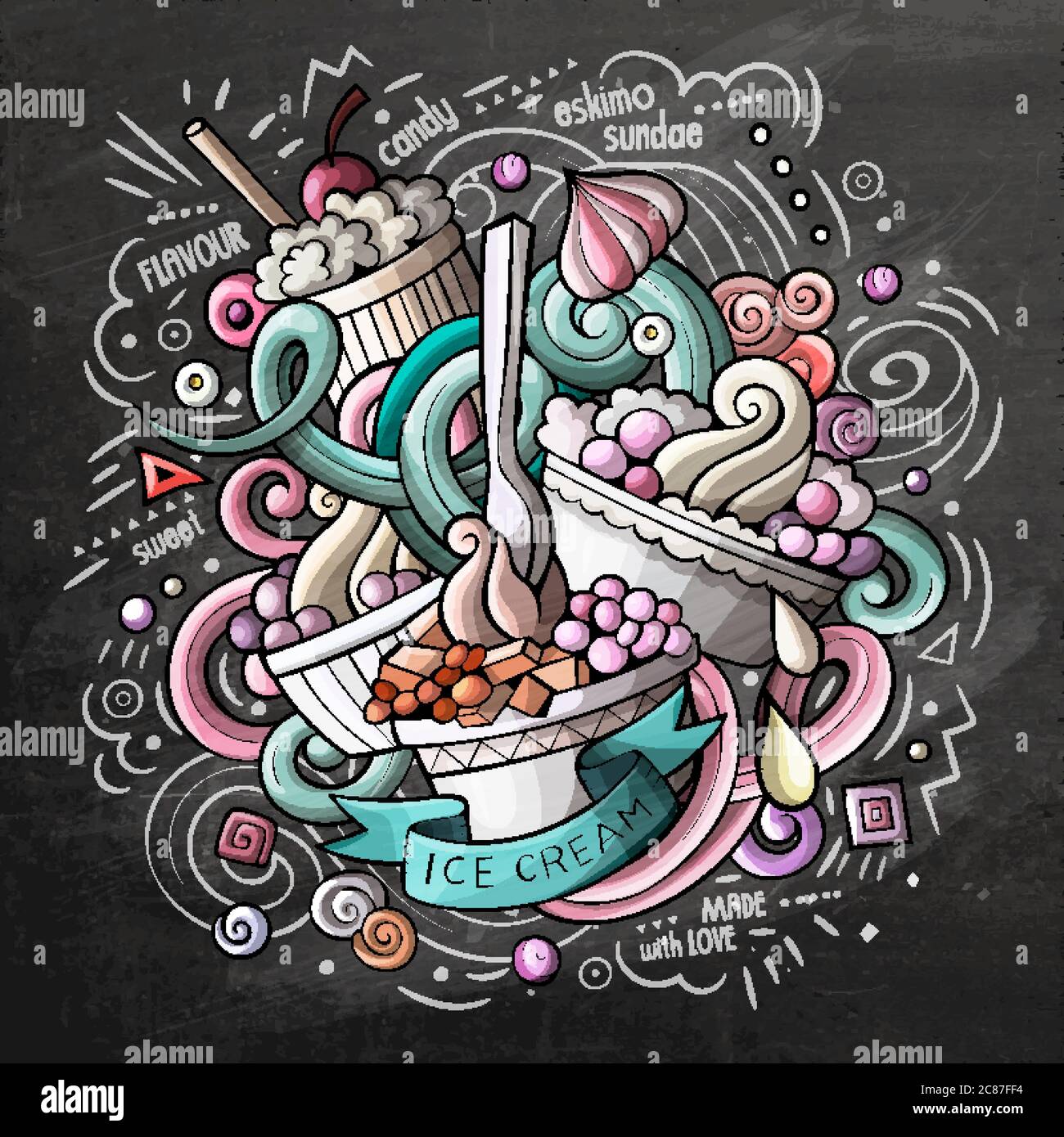 Eis Cartoon Vektor Doodle Aquarell Illustration Stock-Vektorgrafik - Alamy