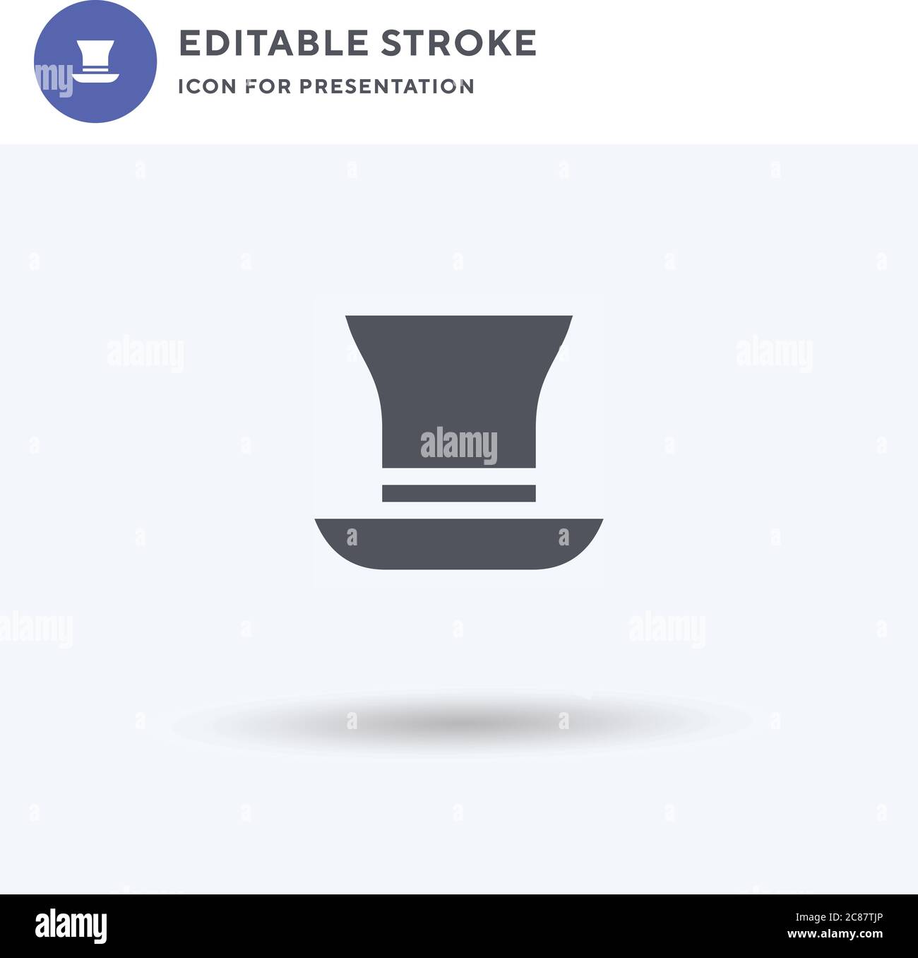 Top hat Icon Vektor, gefüllt flaches Zeichen, solides Piktogramm ...