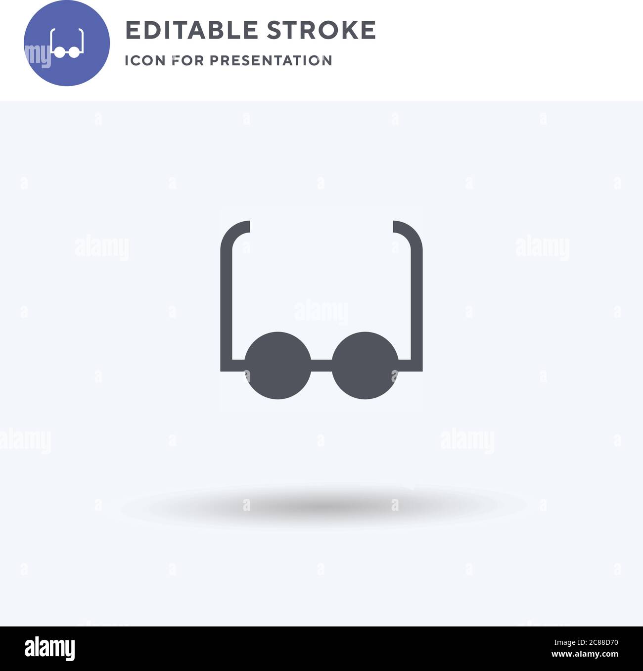 Brille Symbolvektor, gefülltes flaches Schild, solides Piktogramm ...