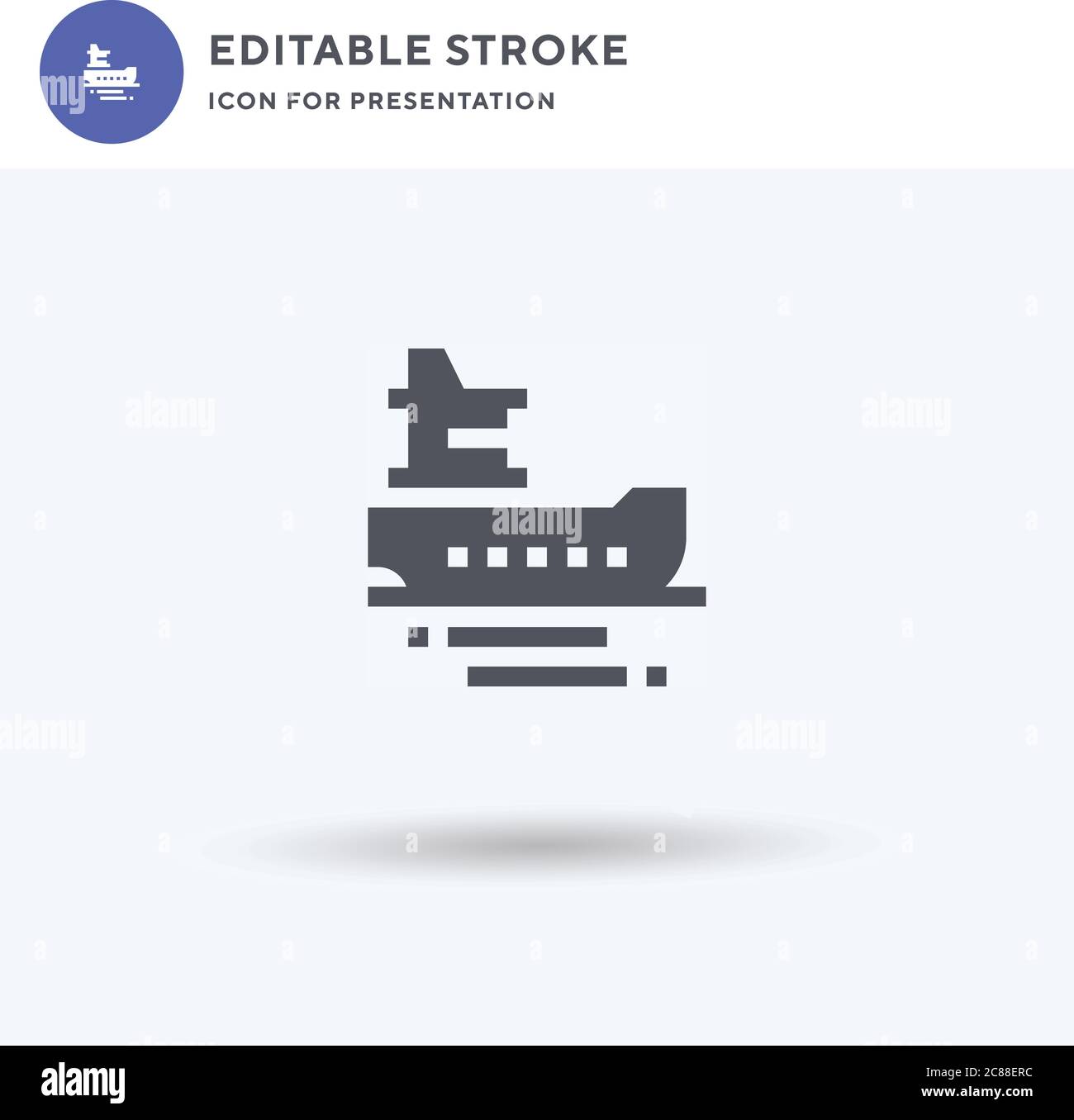 Frachtschiff Icon Vektor, gefüllt flaches Zeichen, solides Piktogramm ...