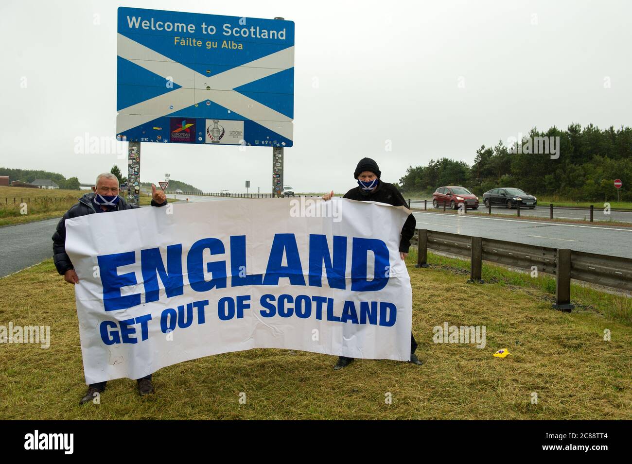 England raus aus schottland protest banner schottische grenze -Fotos ...