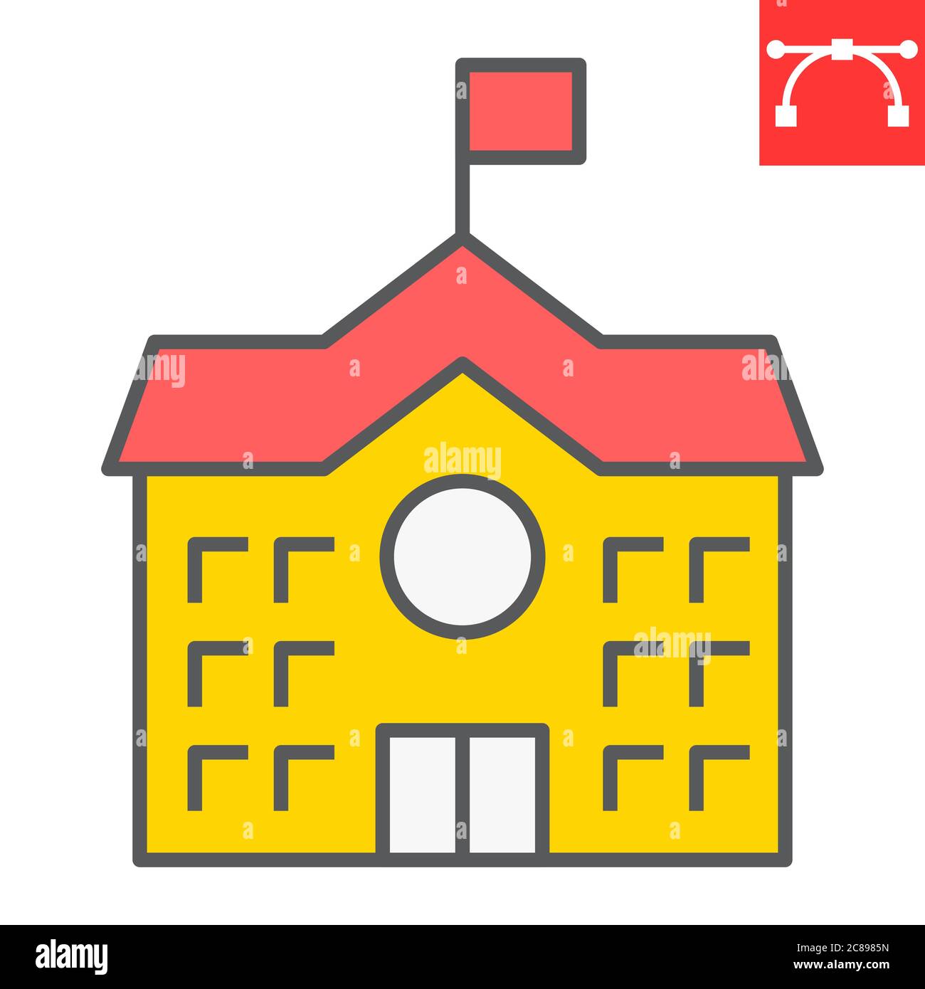 Schule Gebäude Farbe Linie Symbol, Schule und Bildung, Haus Zeichen ...