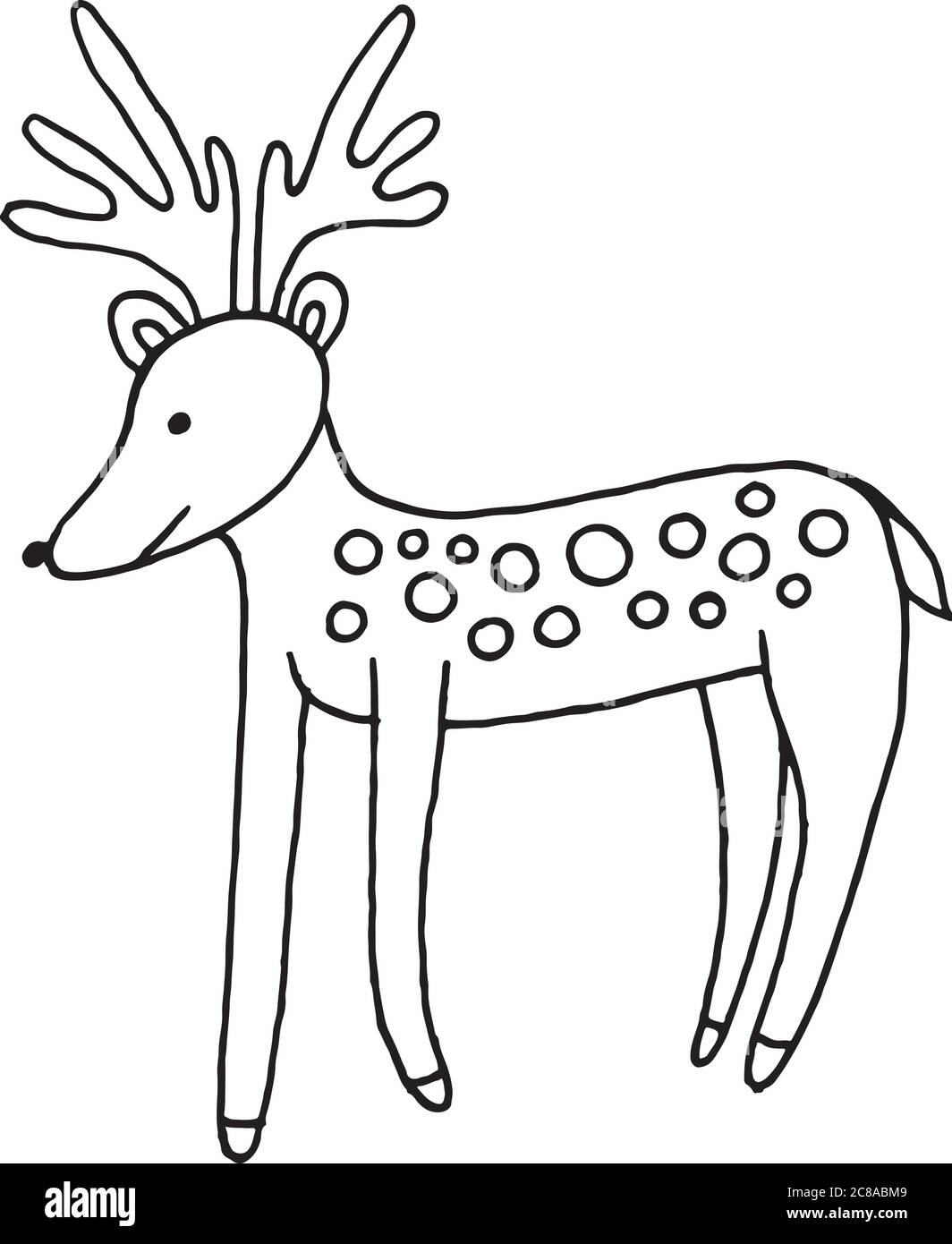 Wald Tier Hirsch Doodle Cartoon einfache Illustration. Kinder zeichnen ...