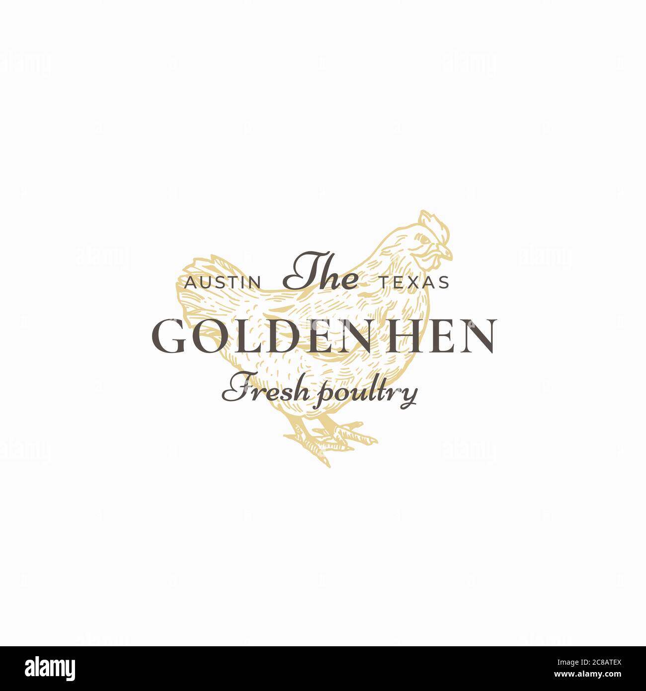 Die goldene Hennen Geflügel abstrakte Vektor-Zeichen, Symbol oder Logo ...