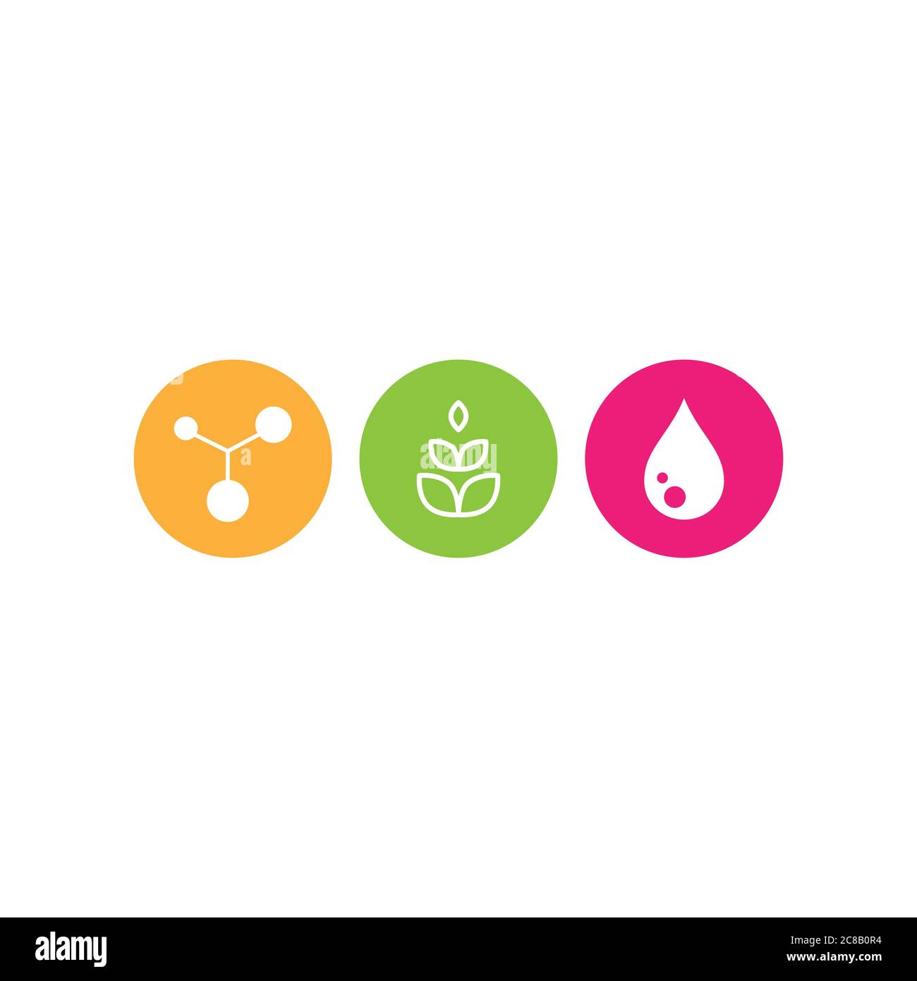 Protein, Kohlenhydrate und Fett einfache Symbole in Kreisen. Molekül ...