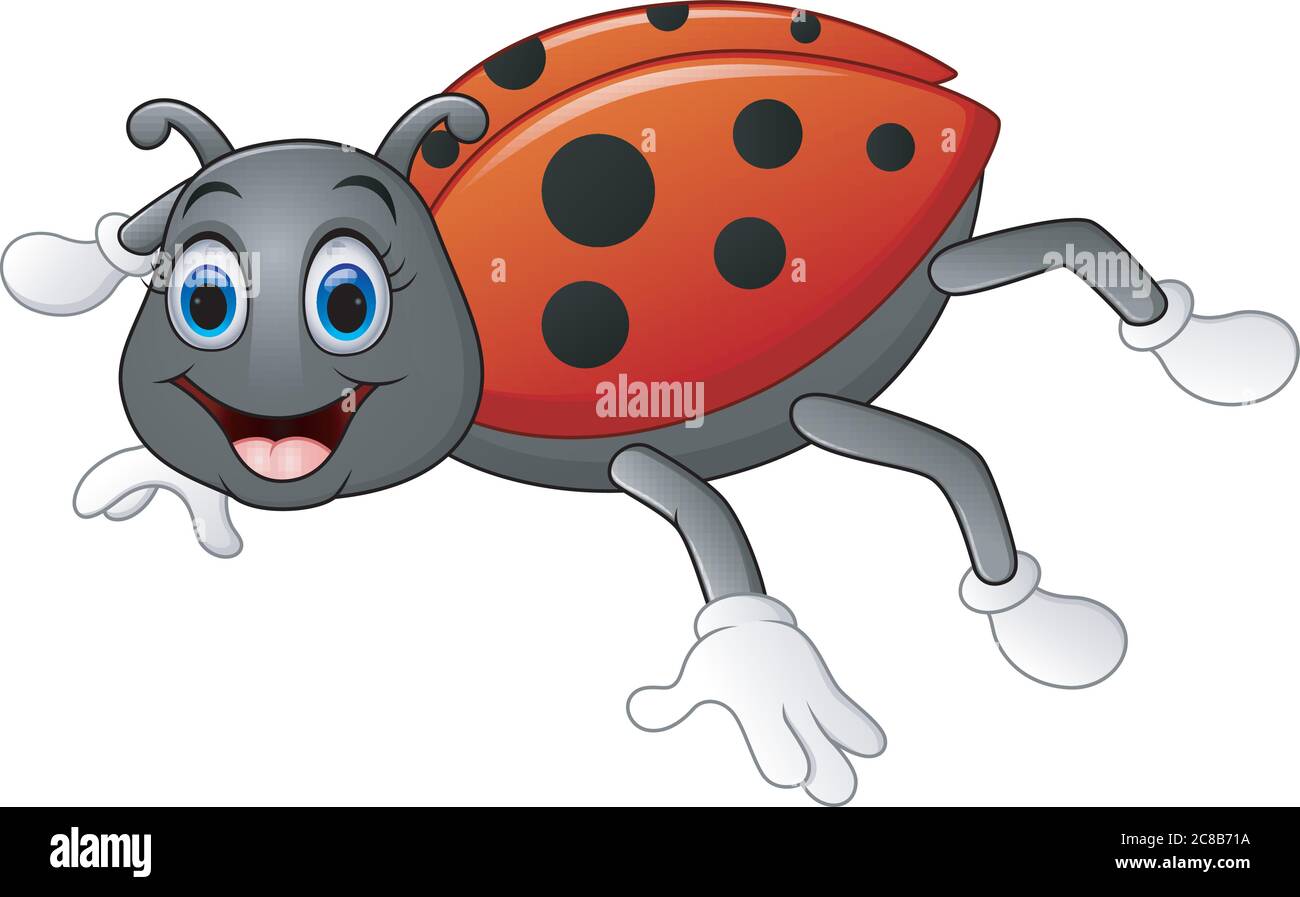 Illustration von Cute Marienkäfer Cartoon Stock-Vektorgrafik - Alamy