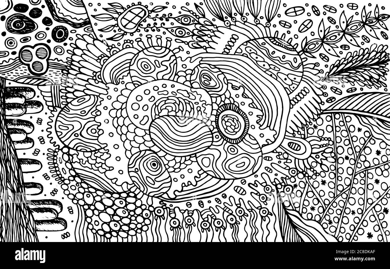 Abstraktes Muster. Bio-Elemente - Malvorlagen für Erwachsene. Doodle ... Abstraktes Muster. Bio-Elemente - Malvorlagen für Erwachsene. Doodle ...