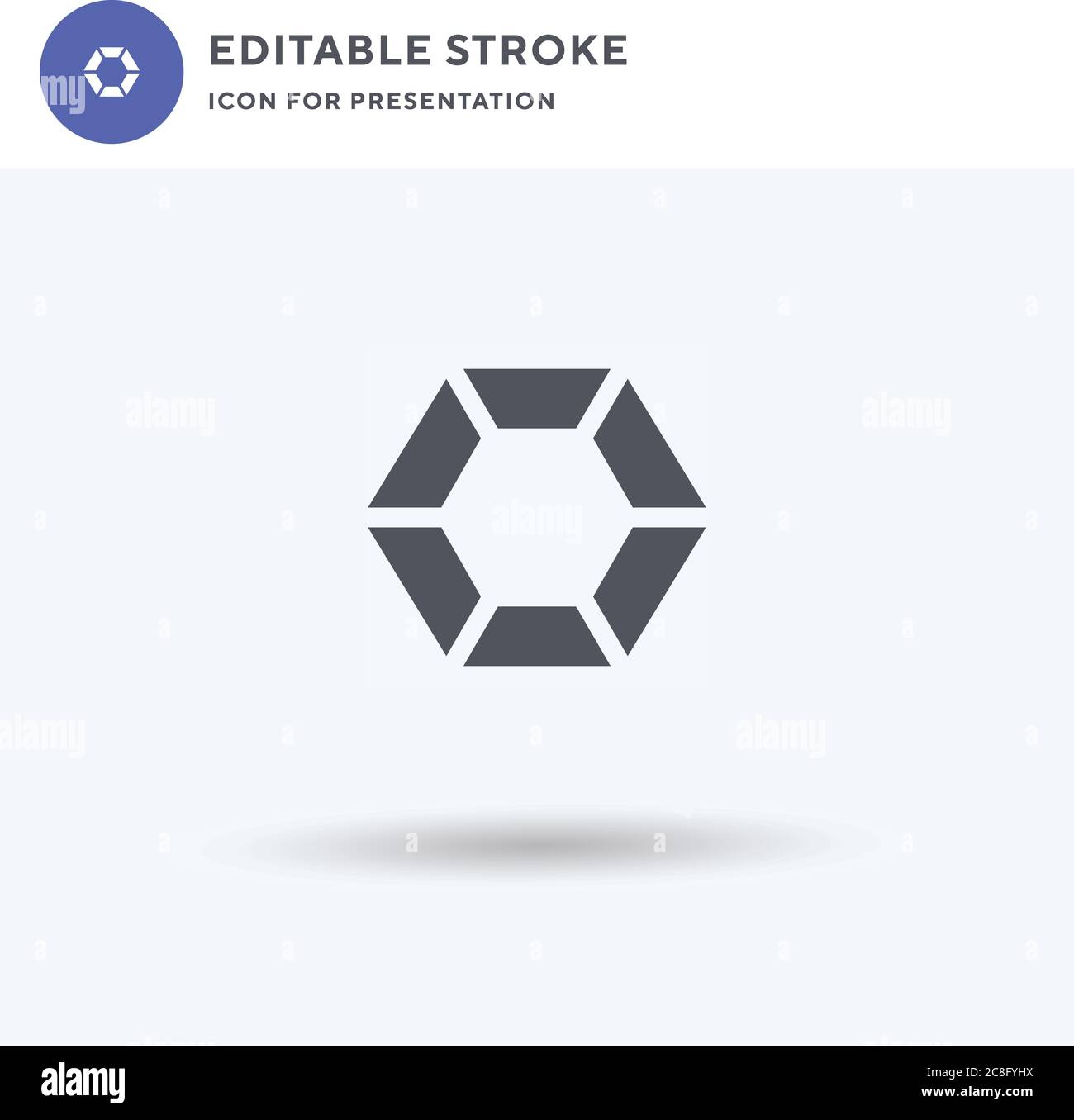Hexagon-Symbolvektor, gefülltes flaches Zeichen, solides Piktogramm ...