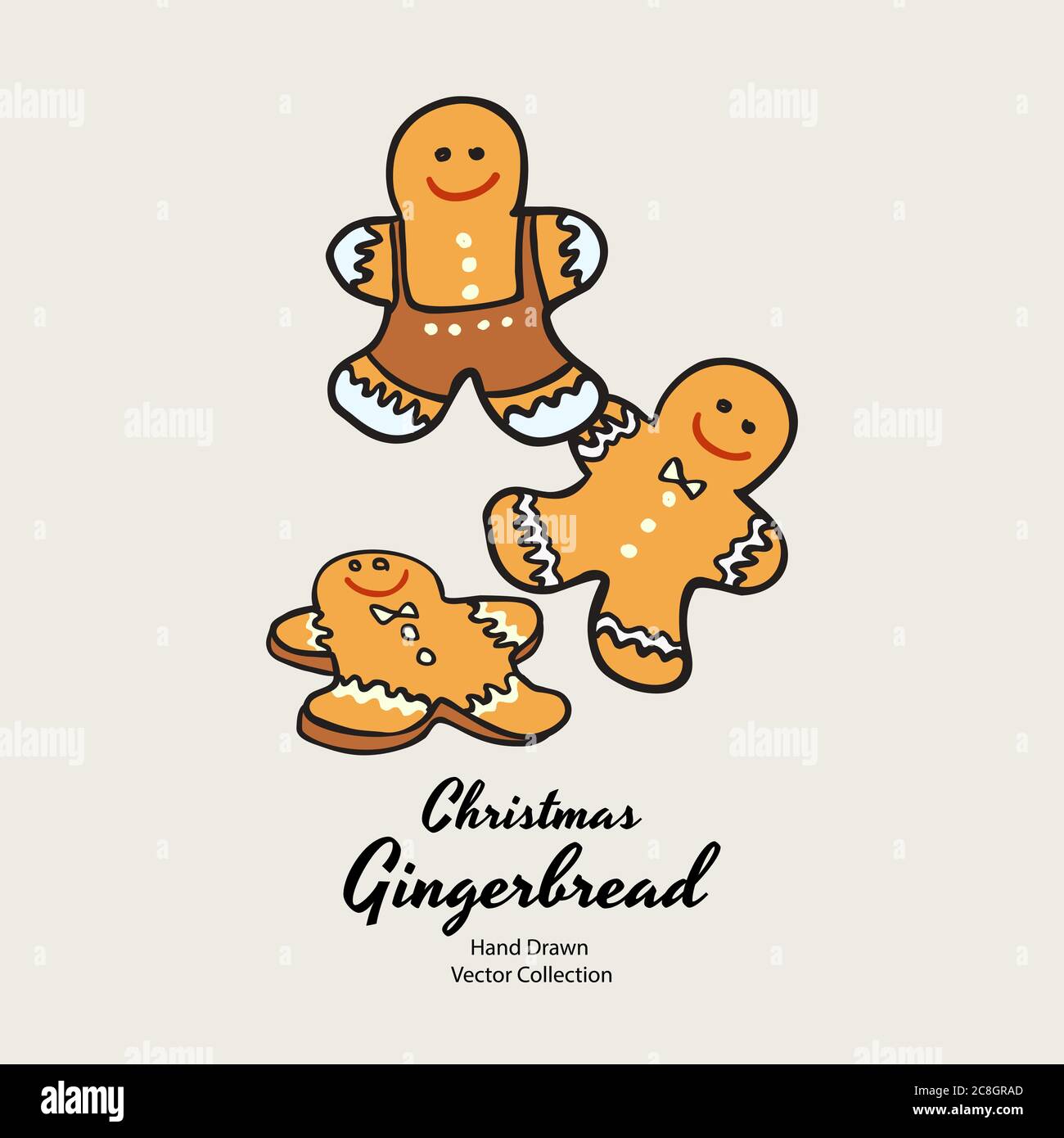 Lebkuchen Männer Weihnachten Kekse Hand gezeichnet Vektor-Illustration ...