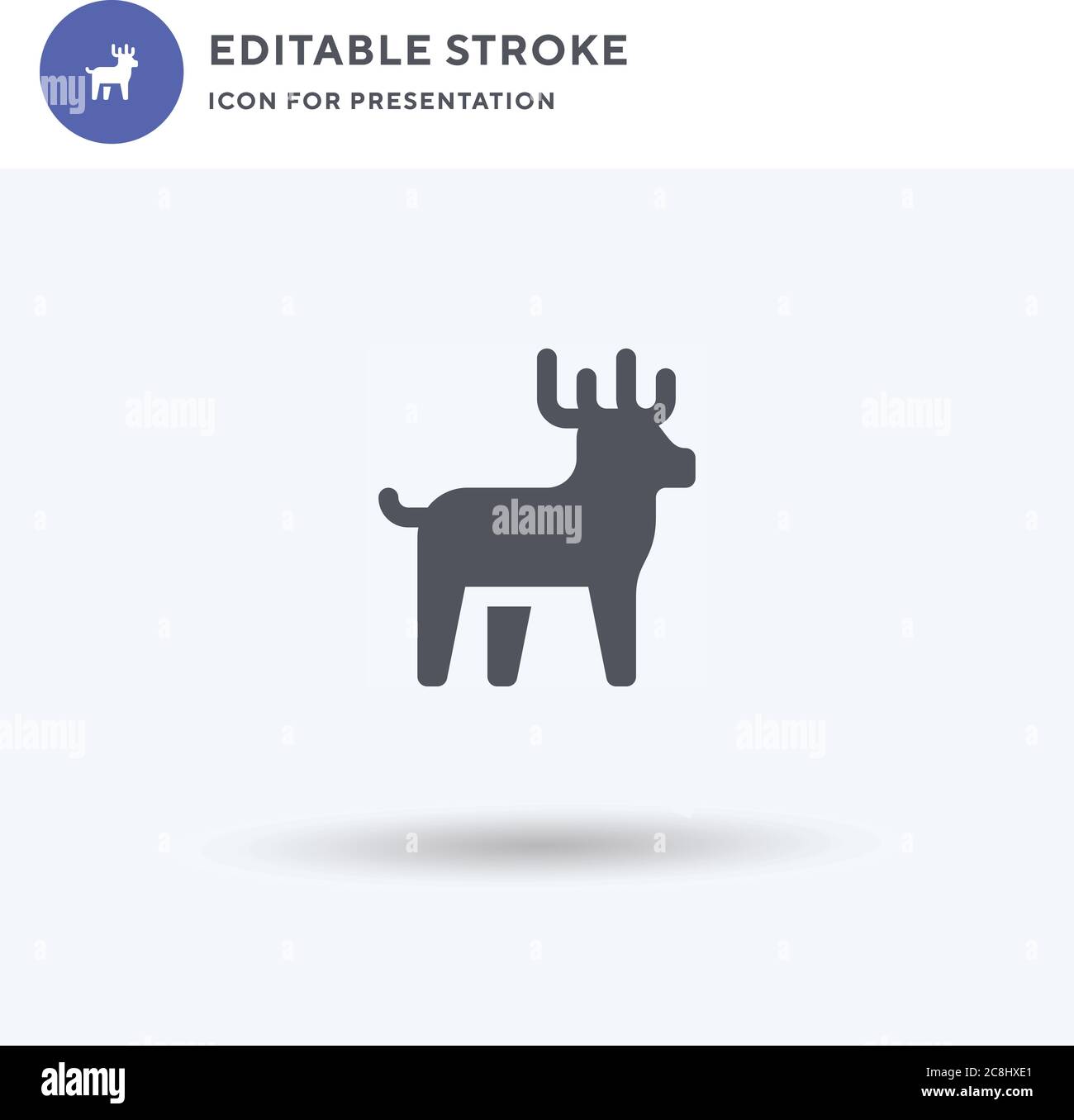 Hirsch-Symbolvektor, gefülltes flaches Zeichen, solides Piktogramm ...