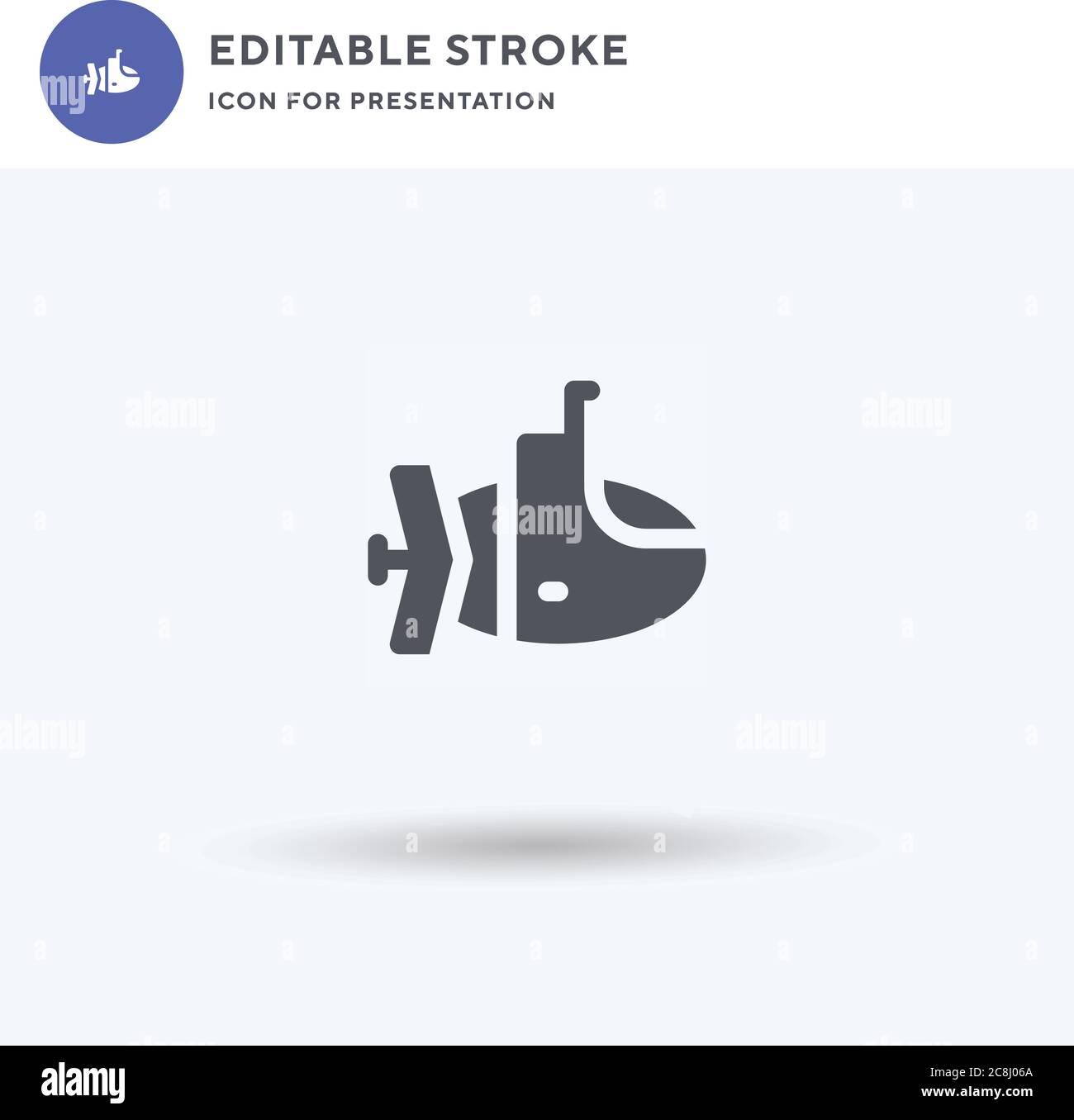 U-Boot-Symbolvektor, gefülltes flaches Zeichen, solides Piktogramm ...