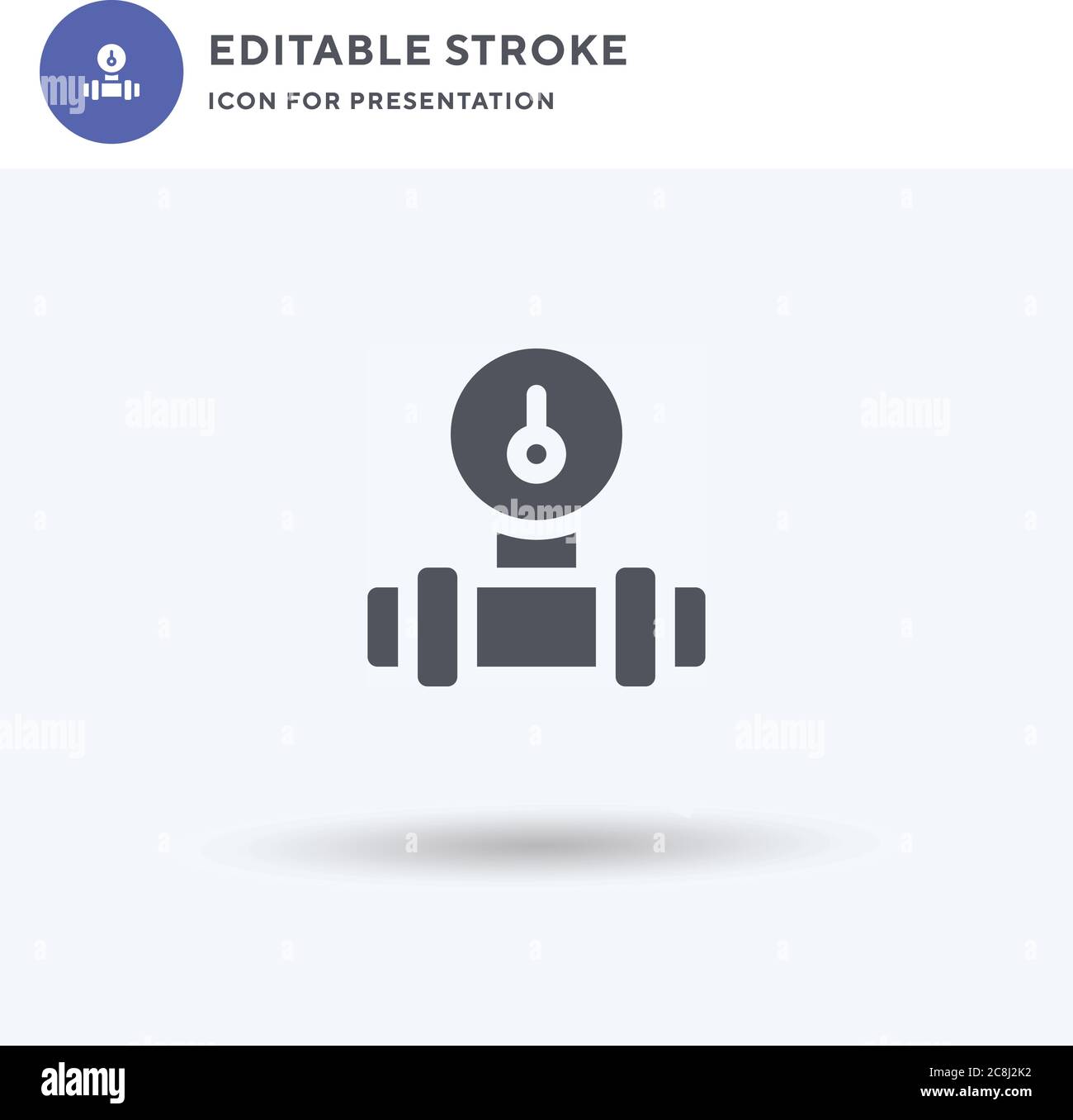 Manometer-Symbolvektor, gefülltes flaches Schild, solides Piktogramm ...