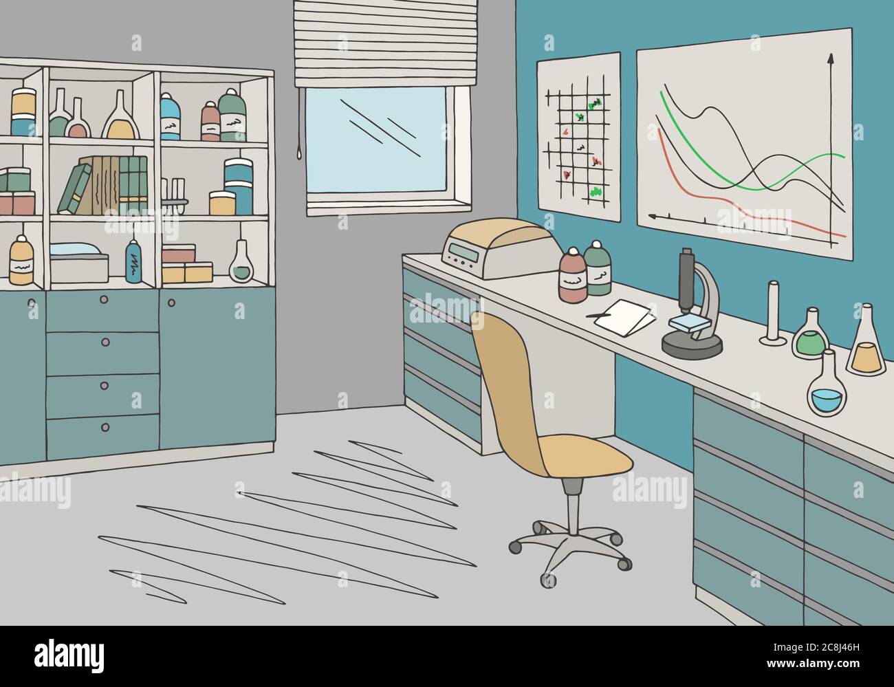 Labor Grafik Farbe Innenraum Skizze Illustration Vektor Stock ...