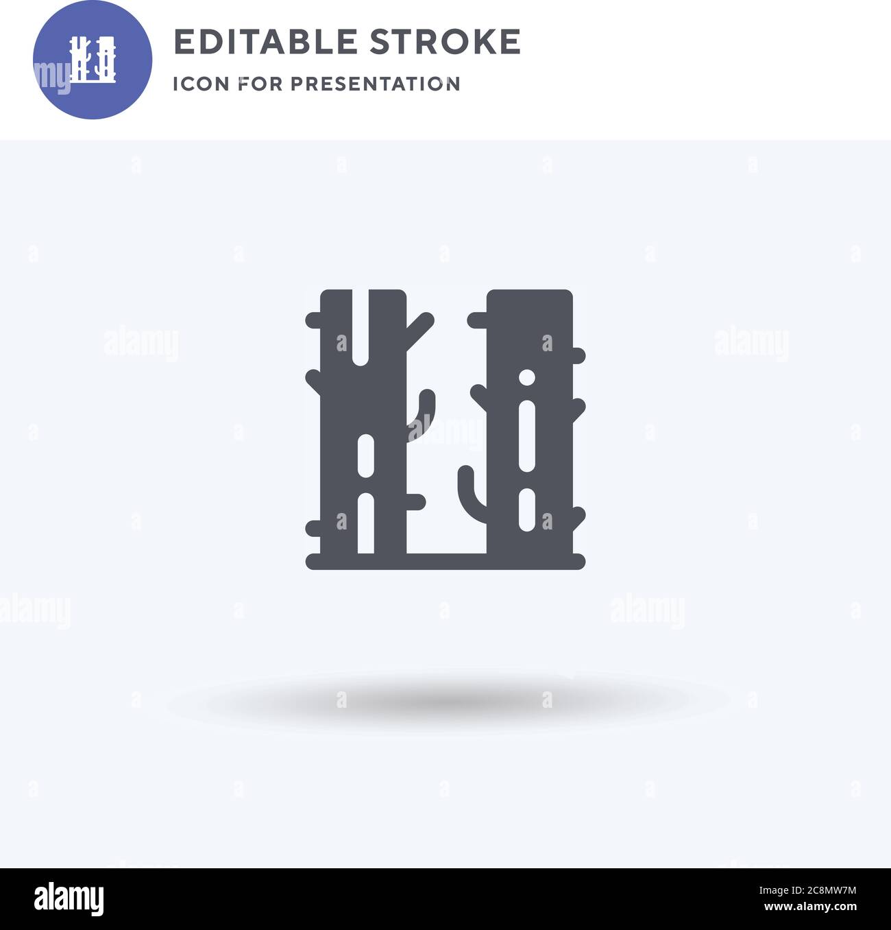 Wald-Symbolvektor, gefülltes flaches Zeichen, solides Piktogramm ...