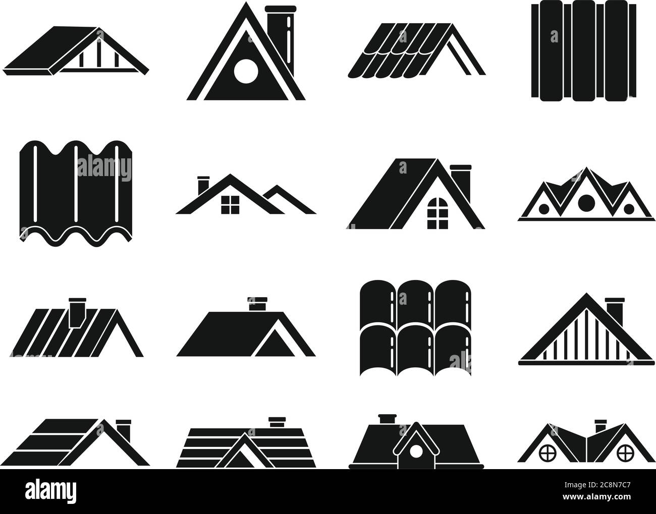 Dachsymbole eingestellt. Einfache Reihe von Dach-Vektor-Symbole für Web ...