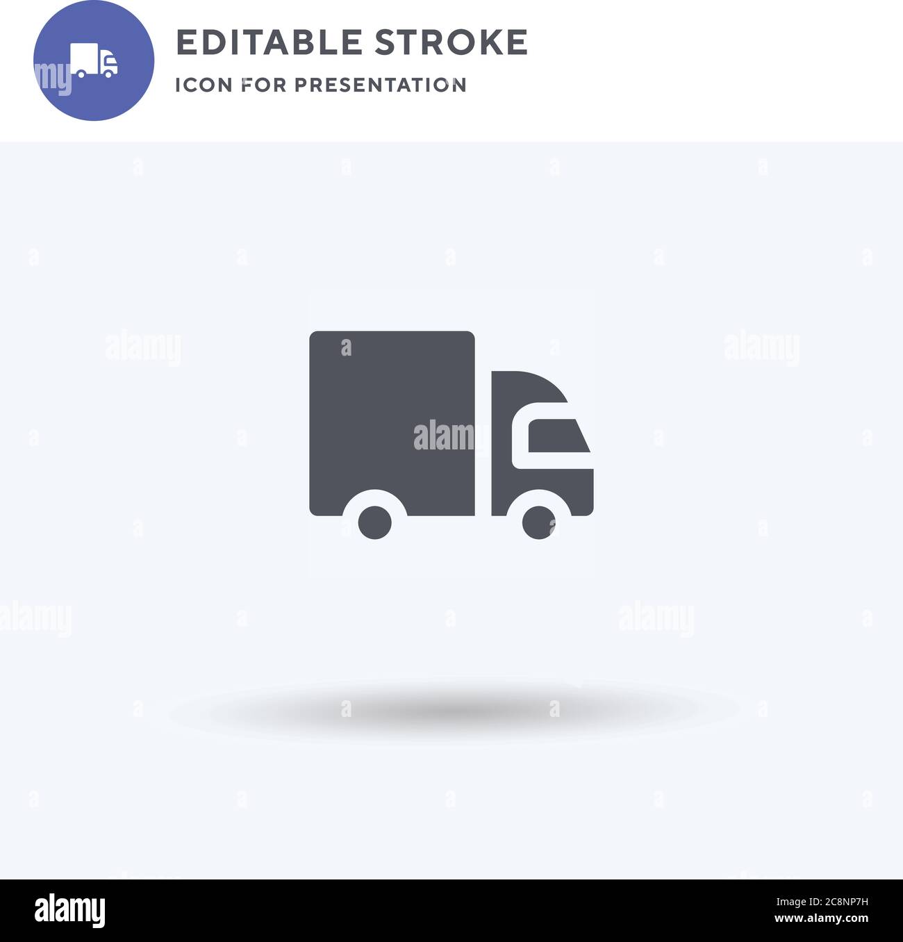 LKW-Symbolvektor, gefülltes flaches Schild, solides Piktogramm isoliert ...