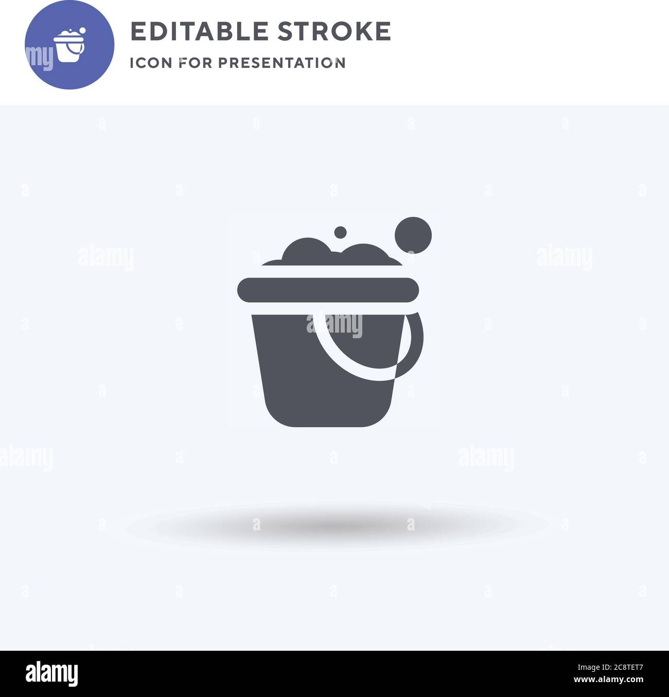 Eimer Symbolvektor, gefülltes flaches Schild, solides Piktogramm ...