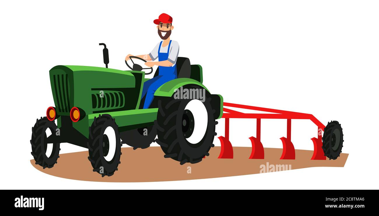 Farmer driving tractor vector cartoon -Fotos und -Bildmaterial in hoher ...