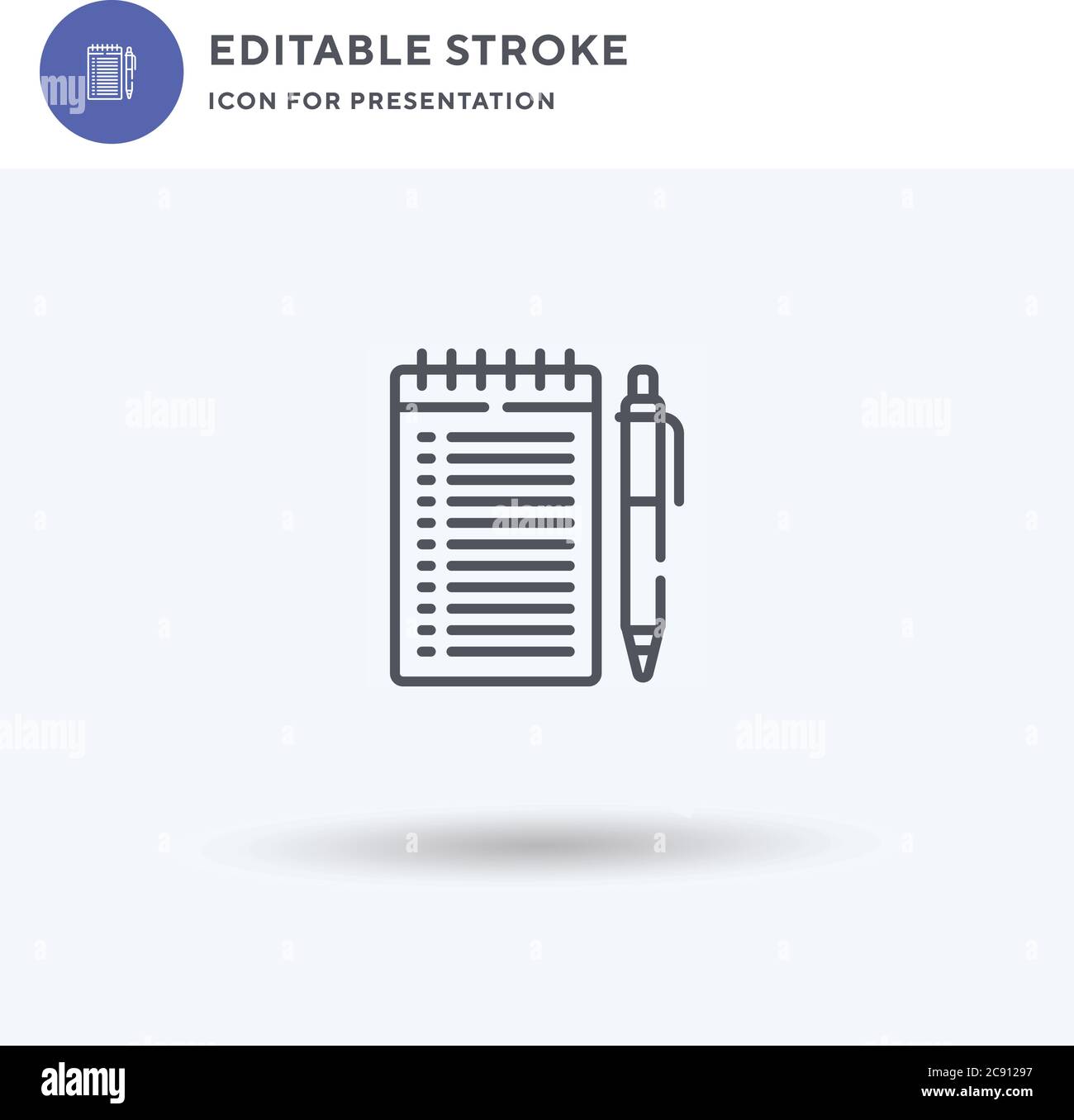 Notizen Symbolvektor, gefülltes flaches Zeichen, solides Piktogramm ...