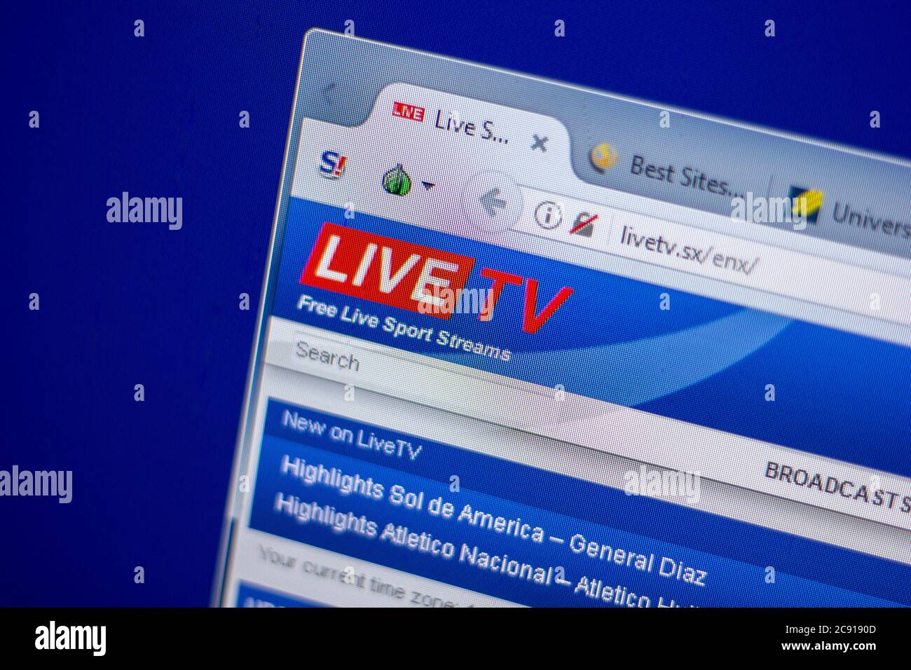 Rjasan, Russland - 05. Juni 2018: Homepage der LiveTV-Website auf dem Display von PC, url ...