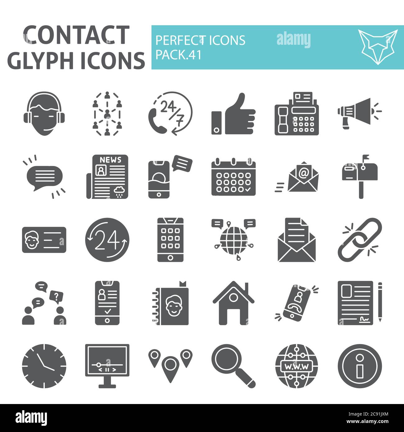 Kontakt Glyphe Icon Set, Kommunikation Symbole Sammlung, Vektor-Skizzen ...