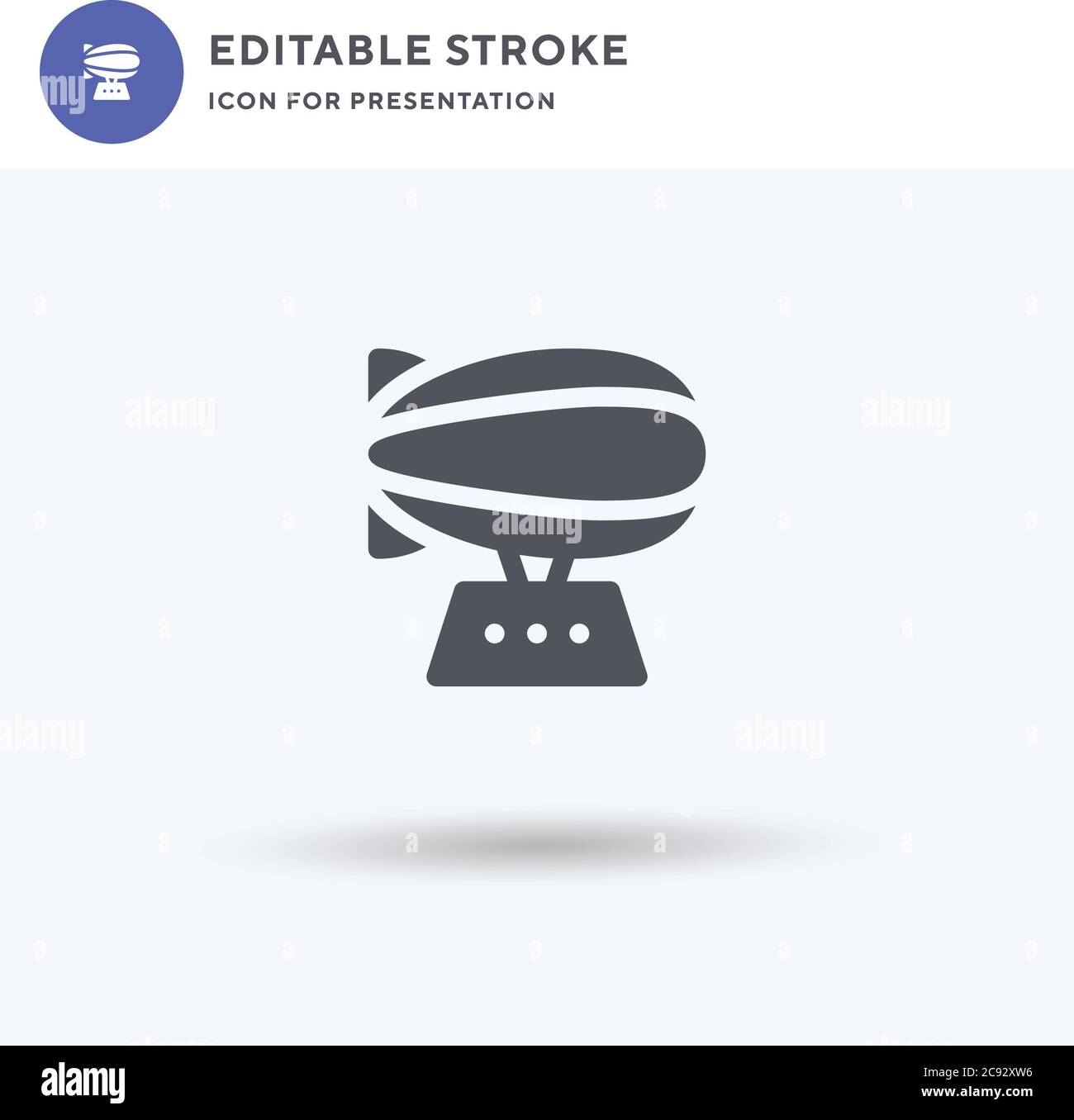 Zeppelin Icon Vektor, gefüllt flaches Zeichen, solides Piktogramm ...