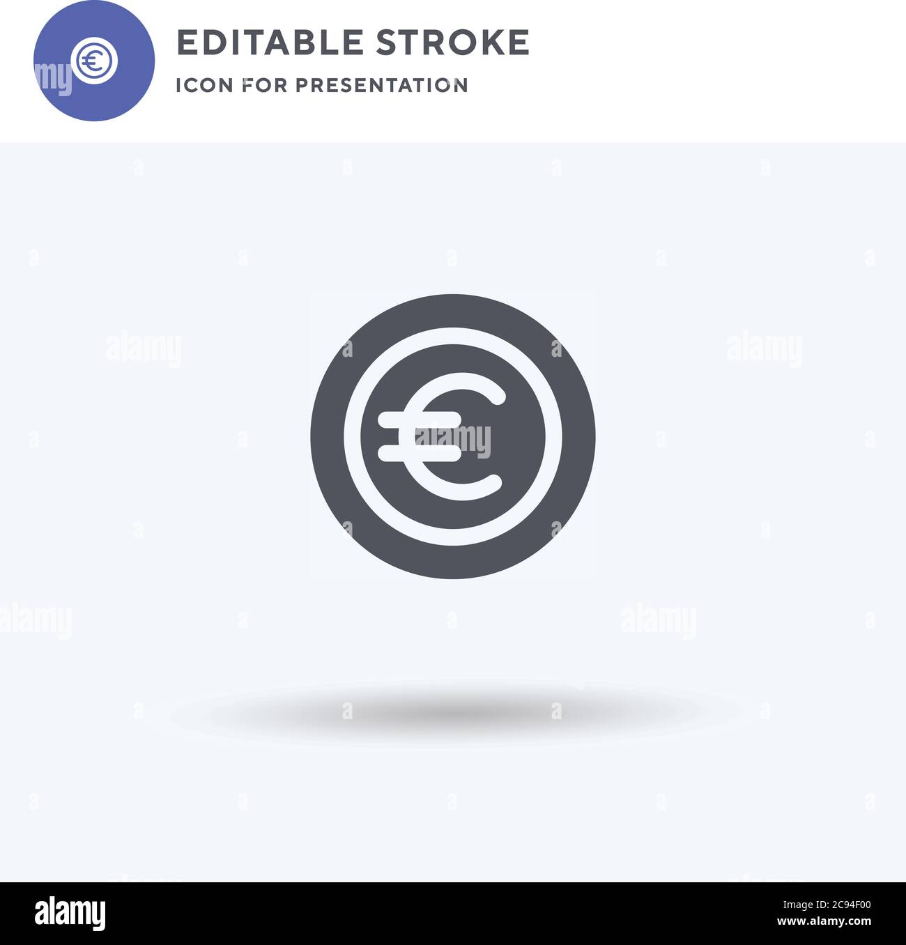 Euro-Symbolvektor, gefülltes flaches Schild, solides Piktogramm ...