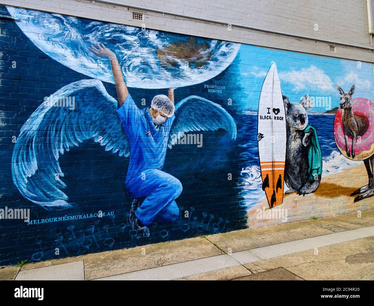 „Australischer Geist“ wird auf einem Street Art Wandgemälde in ...