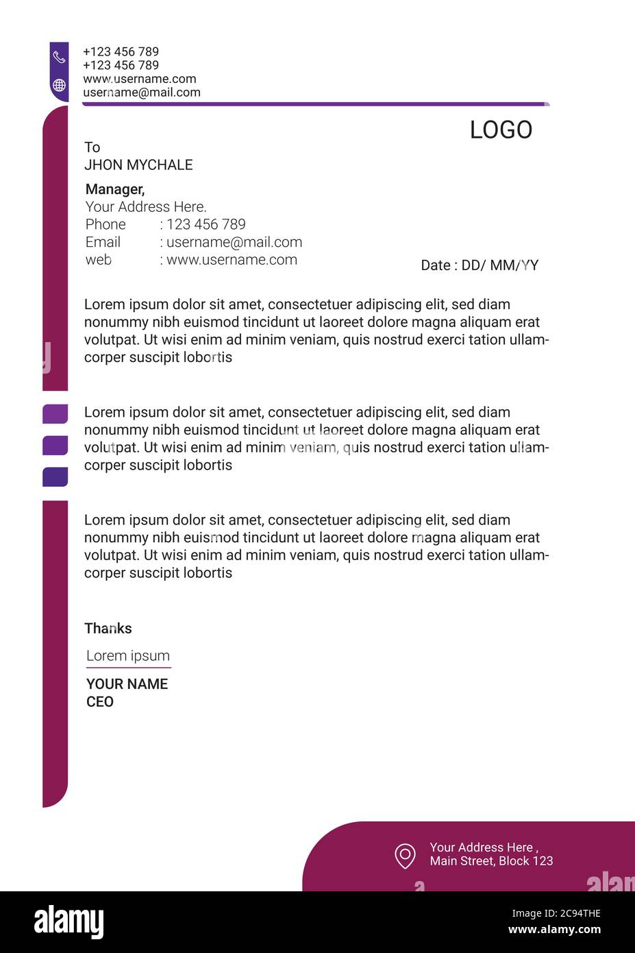 Briefkopf vorlage Stock-Vektorgrafiken kaufen - Alamy