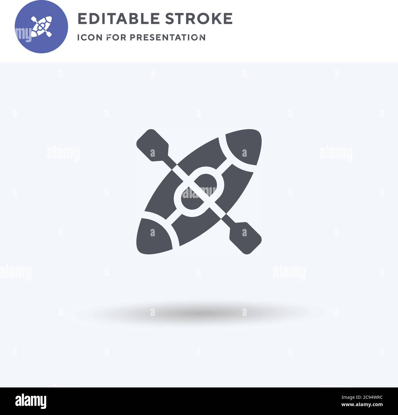 Kanu-Symbolvektor, gefülltes flaches Schild, solides Piktogramm ...