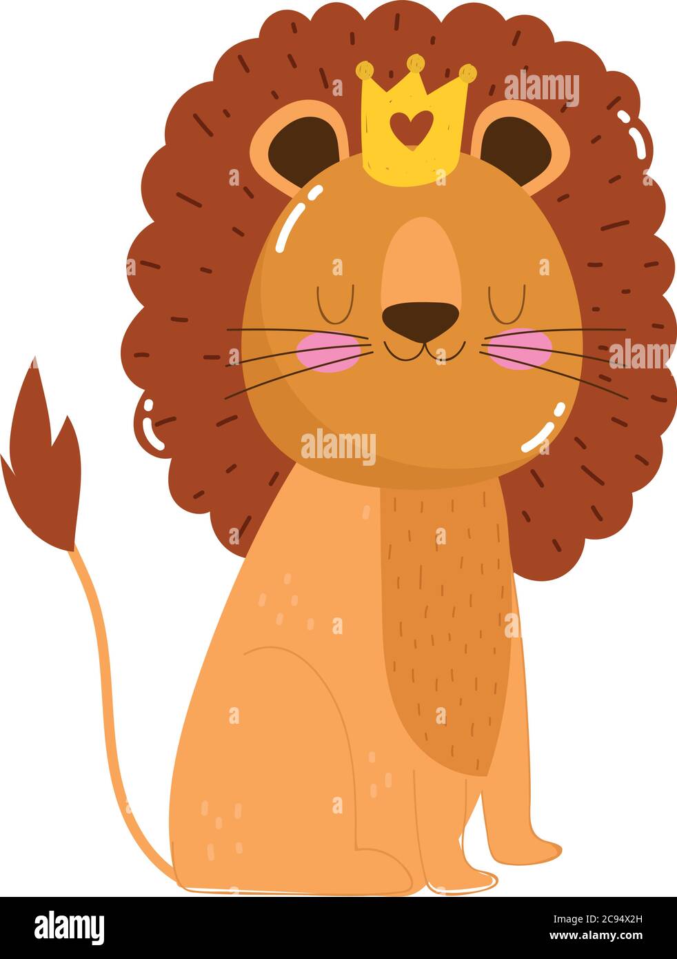 Niedliche Tiere Löwe mit Krone Cartoon isoliert Symbol Design weißen ...