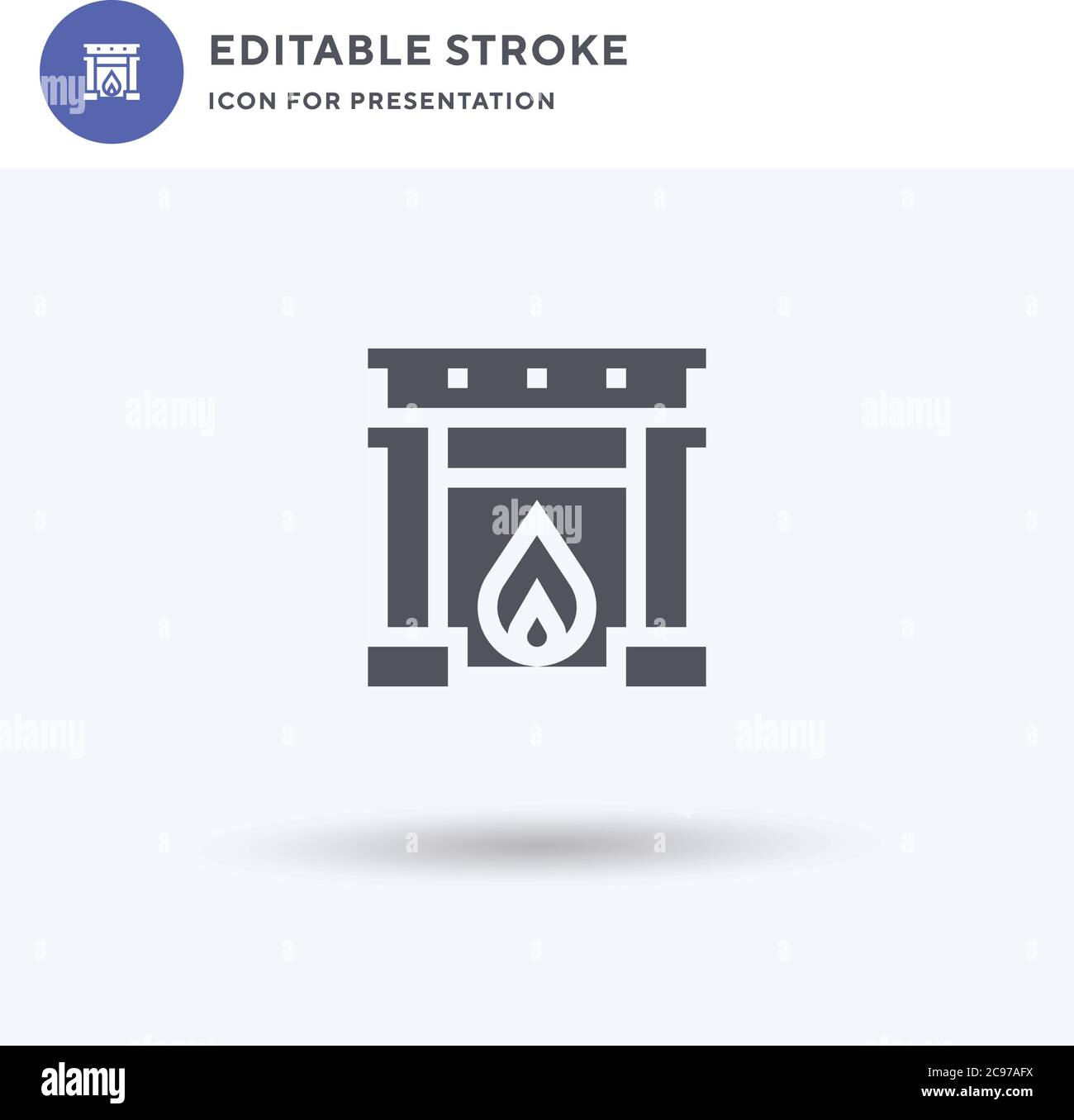 Kamin-Symbol-Vektor, gefüllt flat Zeichen, solide Piktogramm isoliert ...