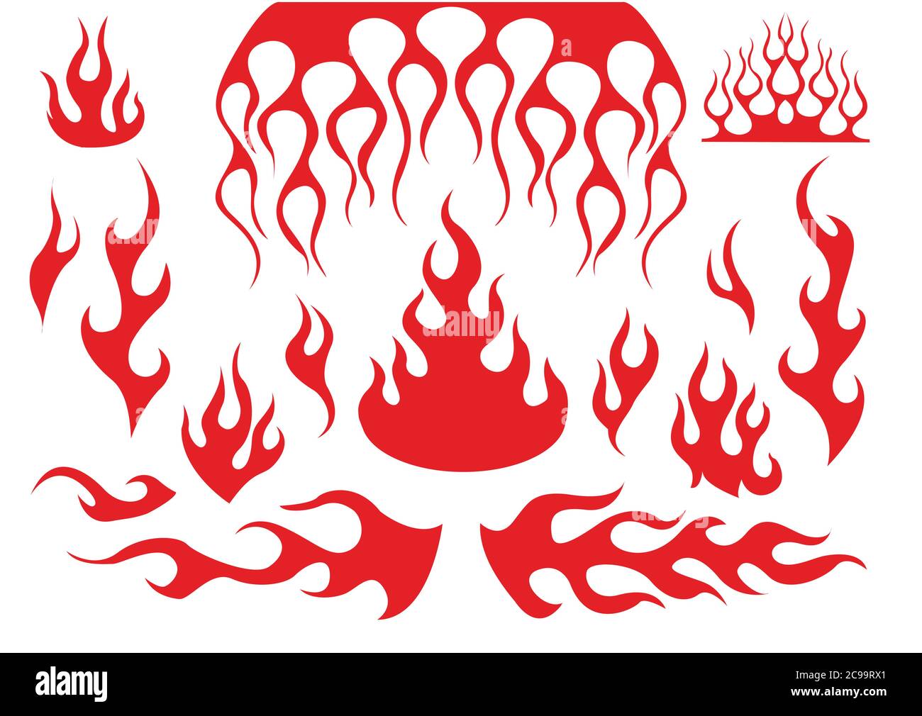 Vektor-Set von Flamme. Old School Flamme Elemente isoliert Vektor ...