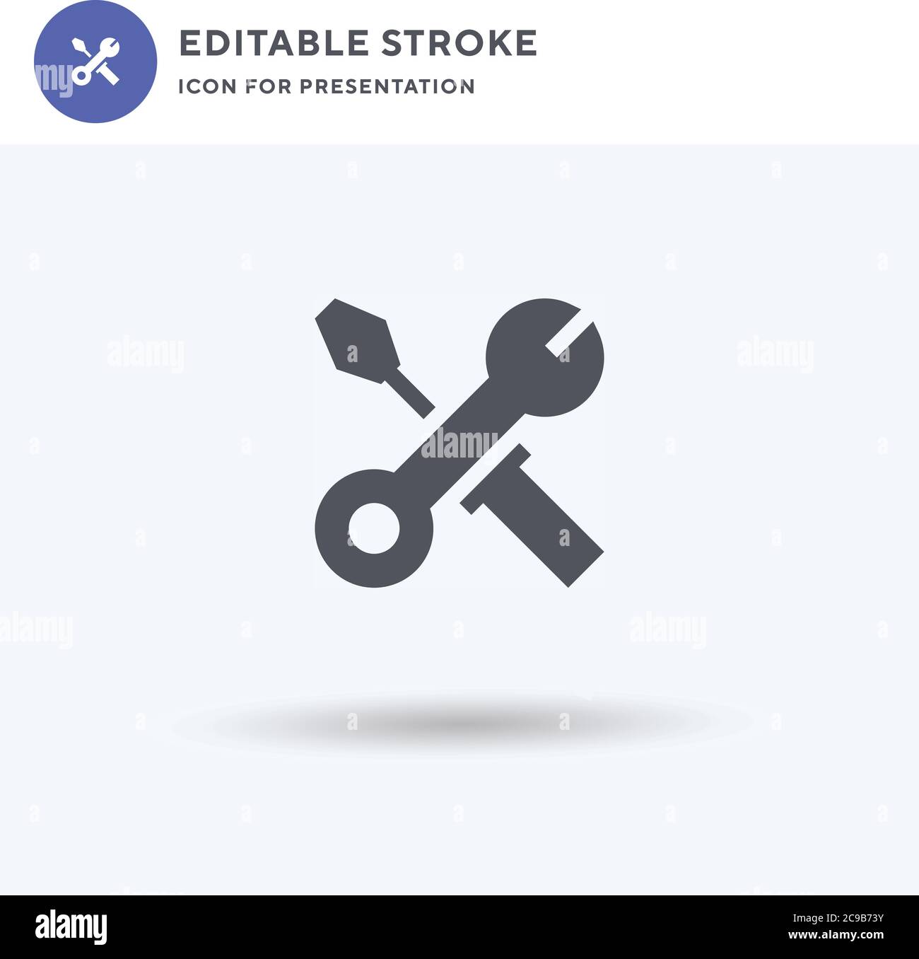 Werkzeuge und Utensilien Symbolvektor, gefülltes flaches Schild ...