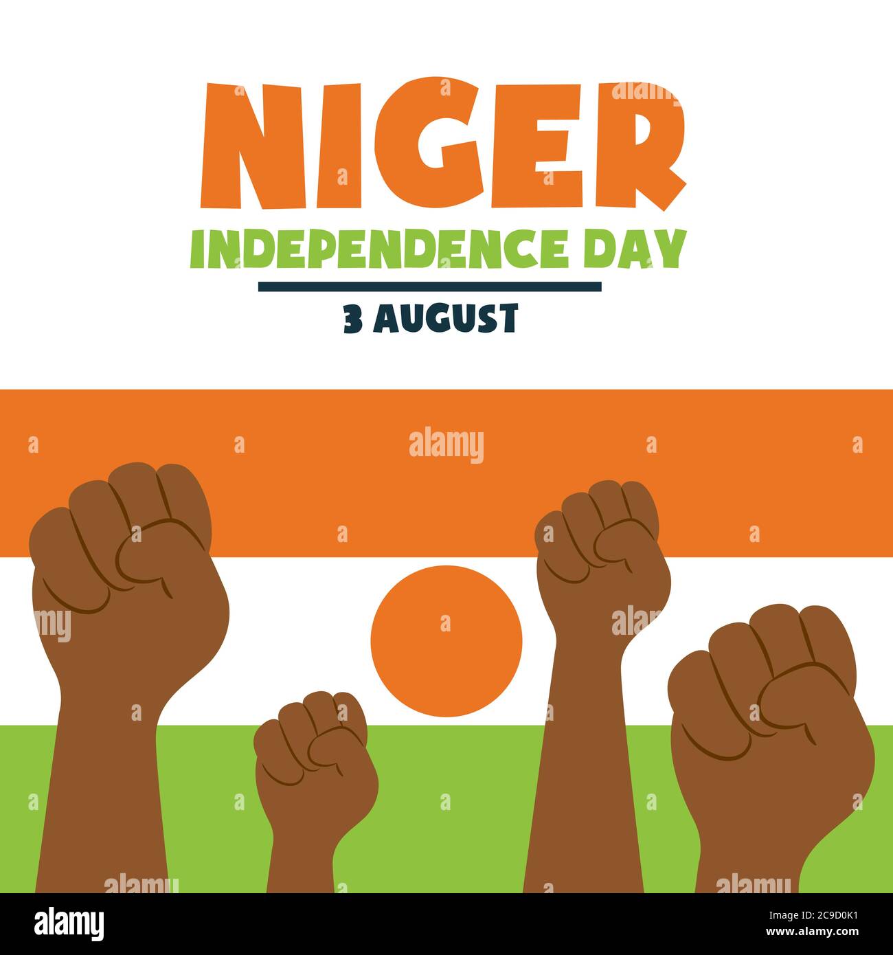 Happy Independence Day Niger, 3. August, Flagge und Menschen Hände ...