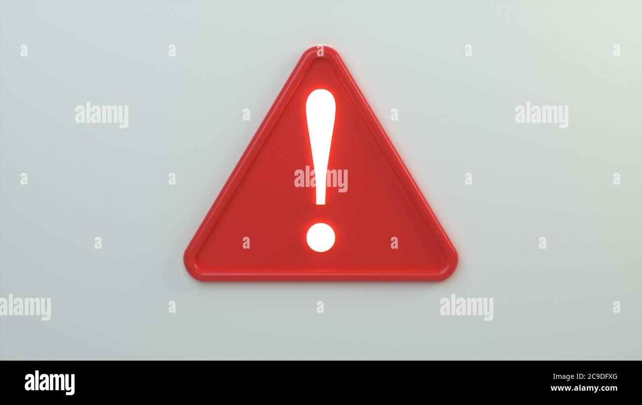 Warnzeichen für 3D-Achtung mit Ausrufezeichen auf weißem Hintergrund ...