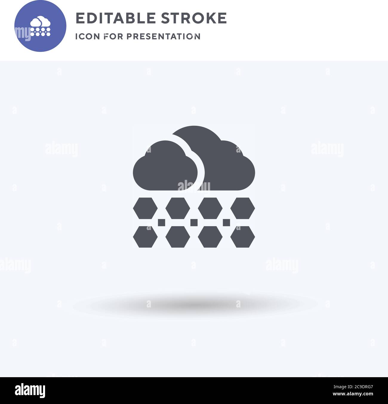 Hagel-Symbolvektor, gefülltes flaches Zeichen, solides Piktogramm ...